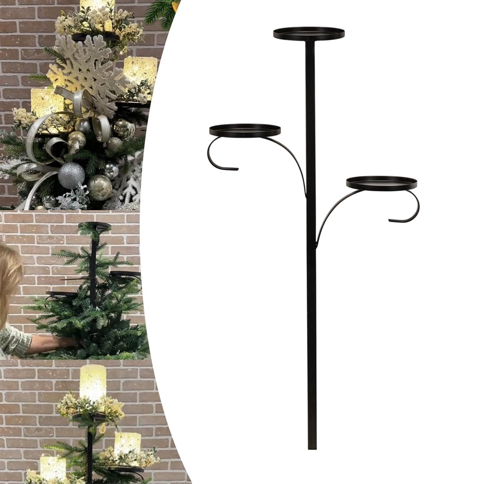 Amazon.com: Triple Tree Topper, White/Black Tree Topper Candle Holder ...