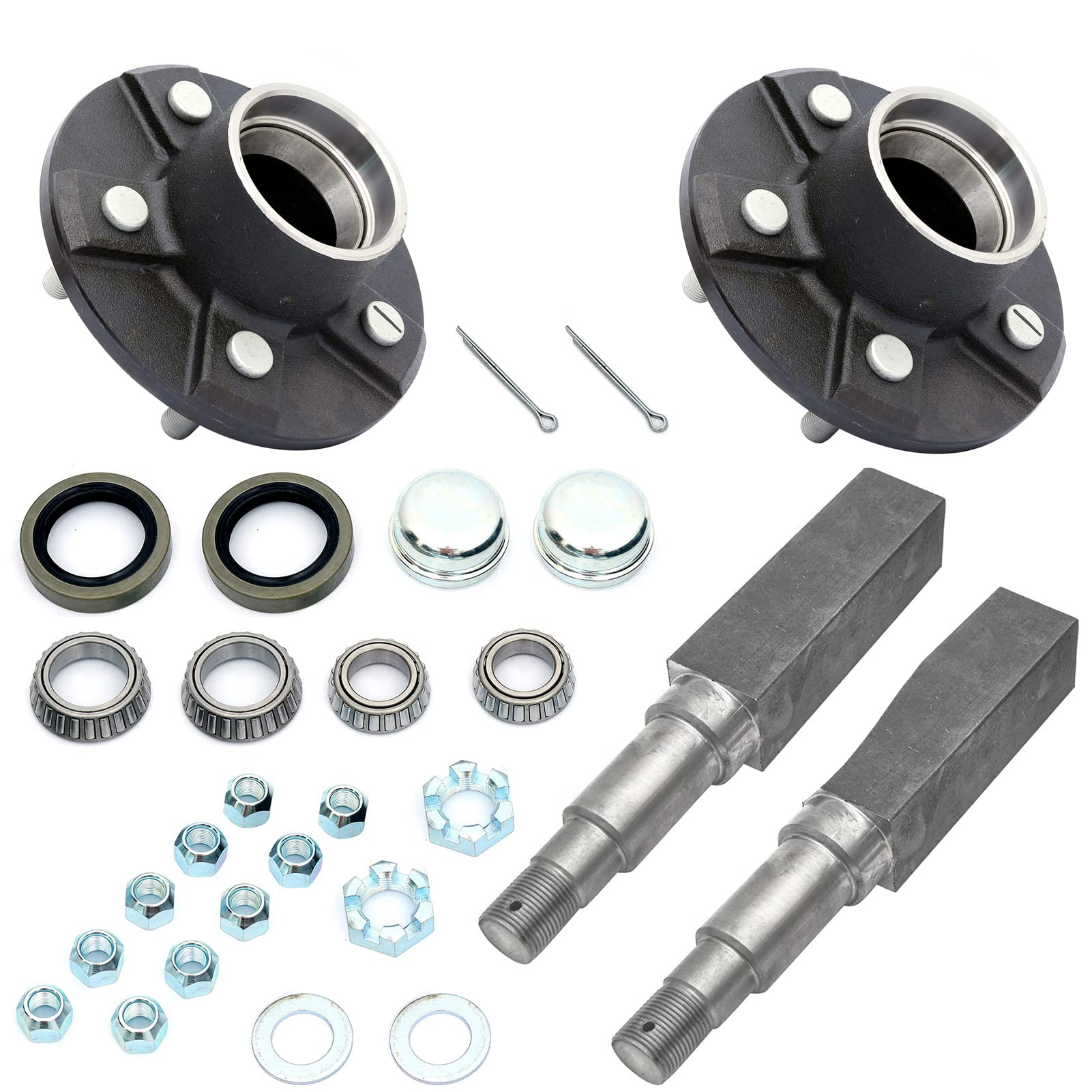 Snapklik.com : FKG Trailer Hub Spindle Kit 5 Bolt On 4.5" Bolt Circle ...