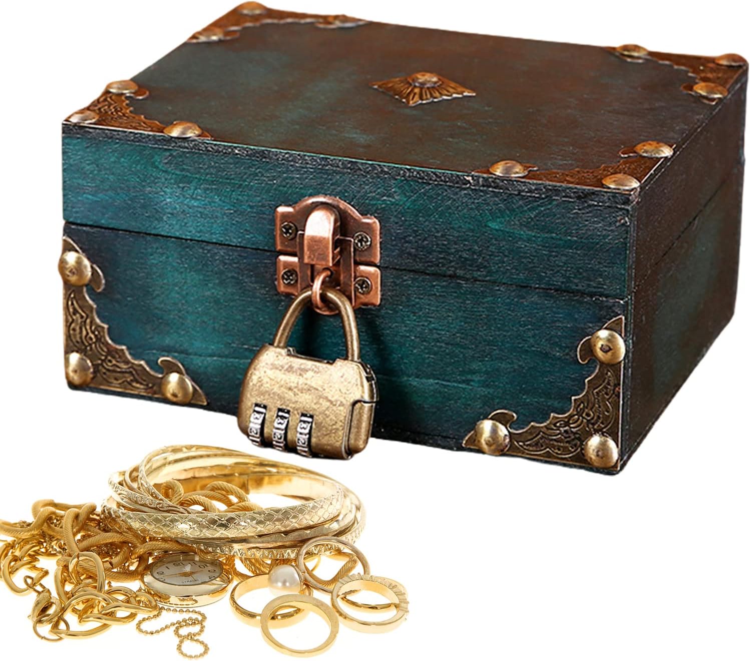 Amazon.com: MODGAL Decorative Wood Treasure Box,Decorative Treasure ...