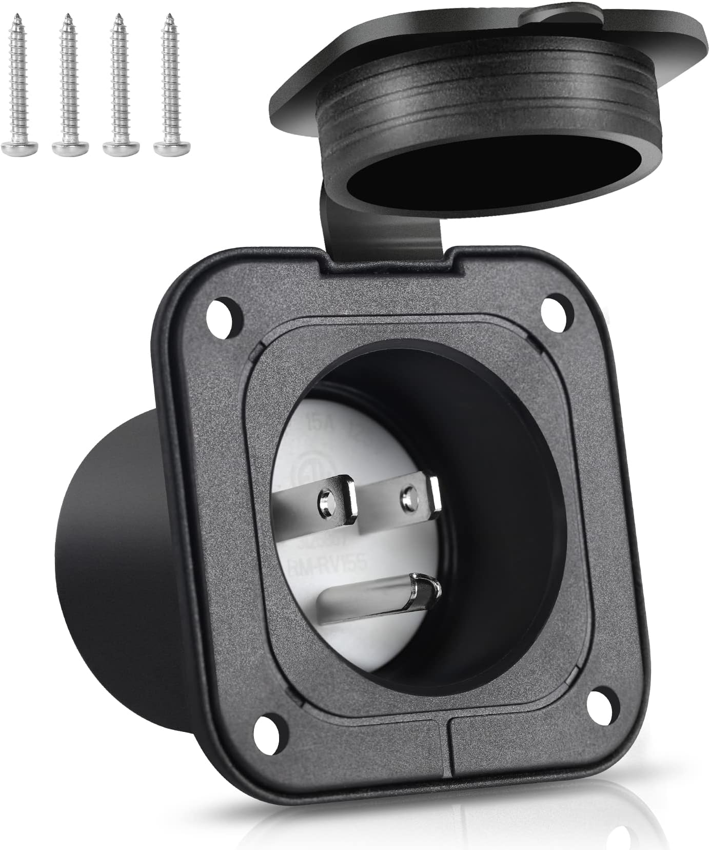 Cooper Wiring Devices 5278-BOX Flanged Inlet 15A 125V 2P3W Metal Shell ...