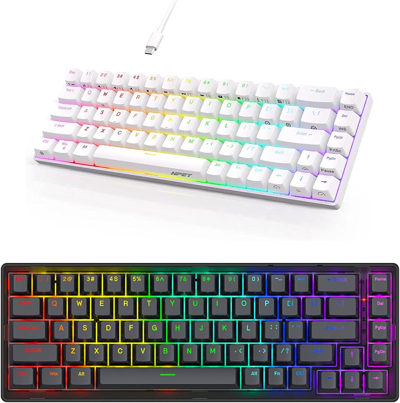 Amazon.com: NPET K611 Wireless 60% Gaming Keyboard and K61 Gaming ...