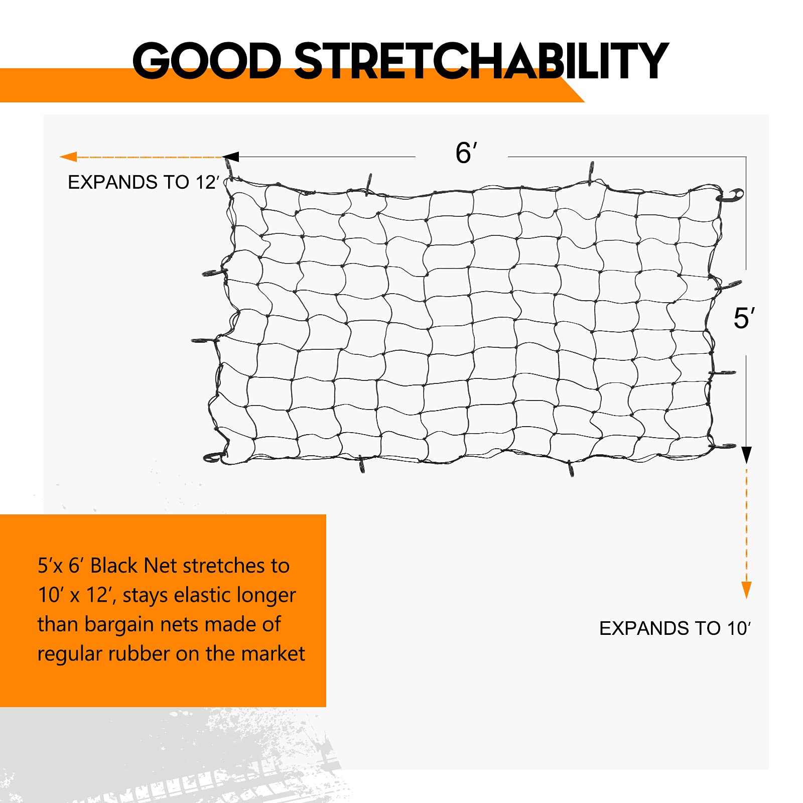 Snapklik.com : 6 X 5 Heavy Duty Bungee Cargo Net Stretches To 12 X 10 ...