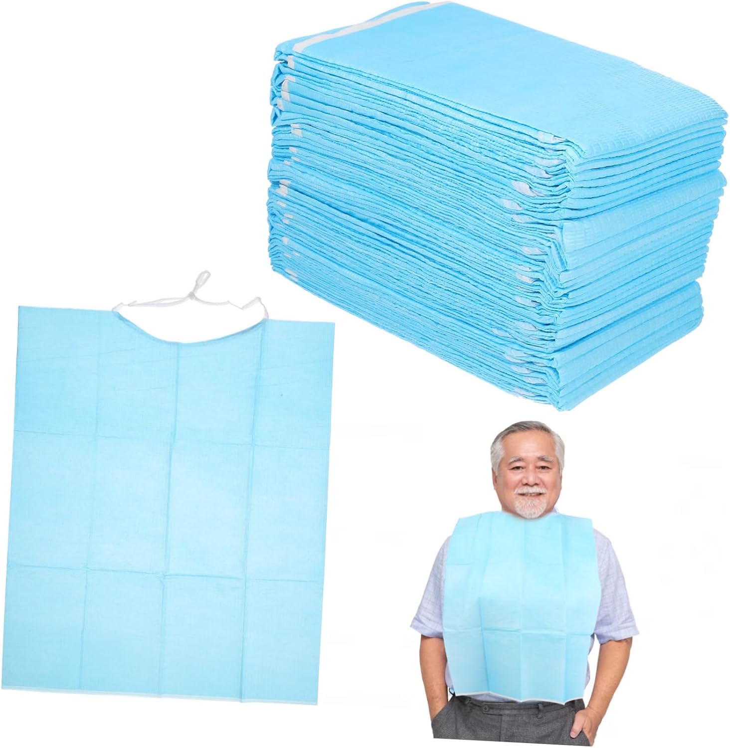 Artibetter 30Pcs Disposable Adult Bibs - Waterproof, Leak-Proof Feeding ...
