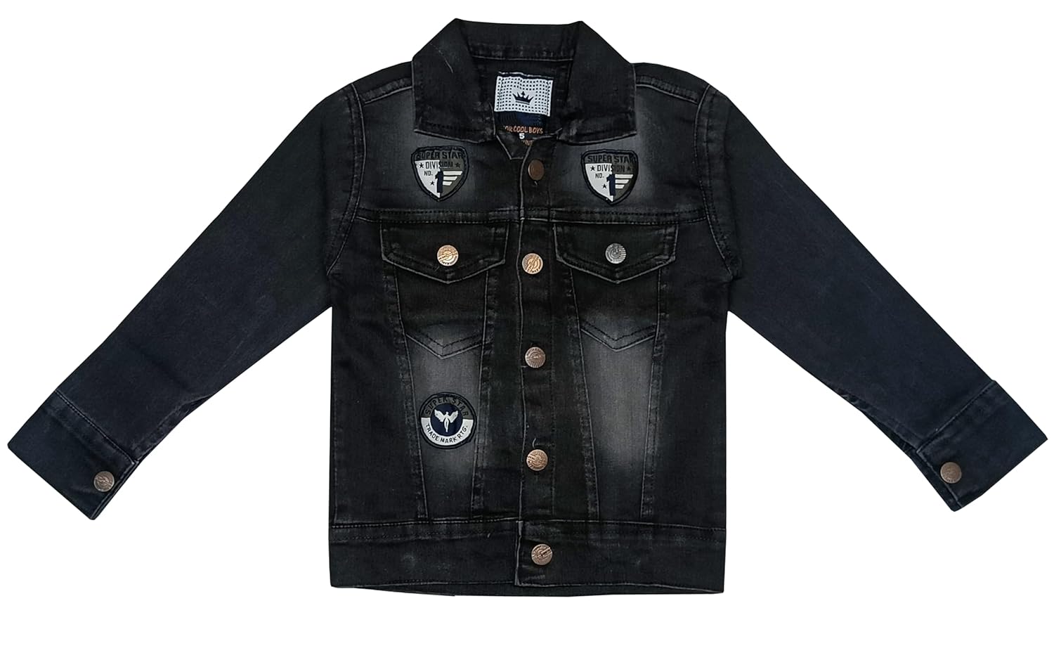 Buy SELVEL Boys Black Denim Jacket | Kids Full Sleeves Stretchable ...