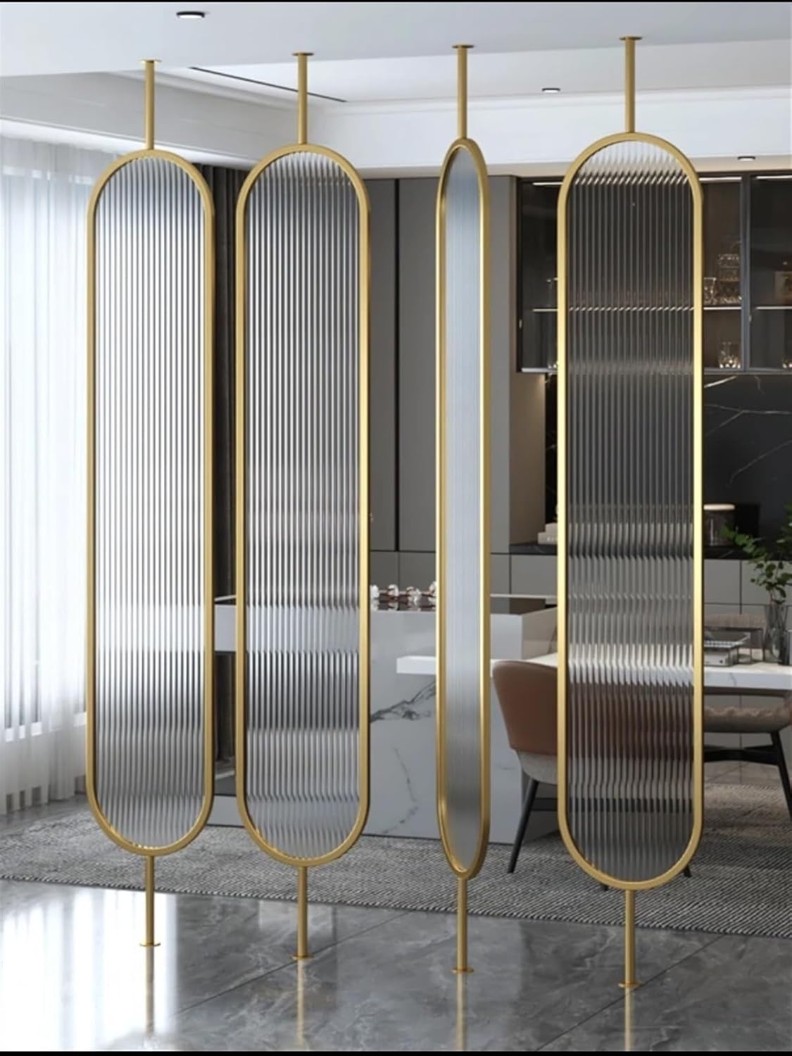 Amazon.com - 4 Panel Room Divider Post Floor to Ceiling, Modern Privacy ...