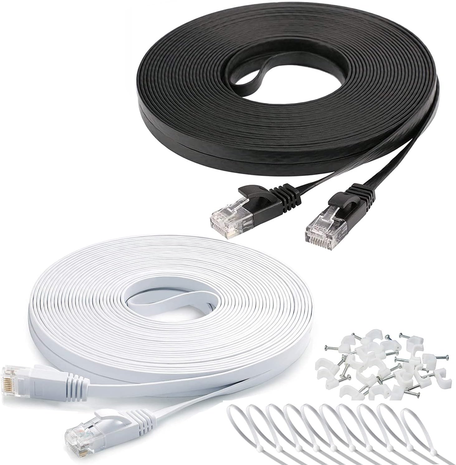 Amazon.com: Cat 6 Ethernet Cable 50 ft, Solid Flat Internet Cords ...