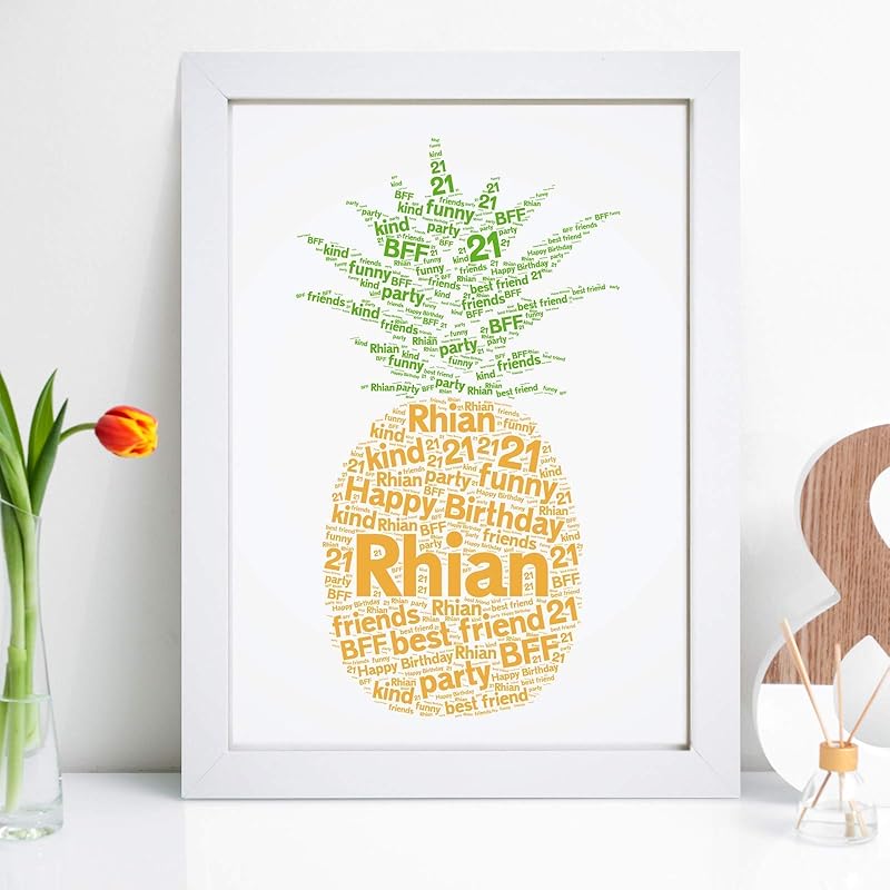 Personalised Pineapple Word Art Print - A5, A4 Prints & Framed : Amazon ...