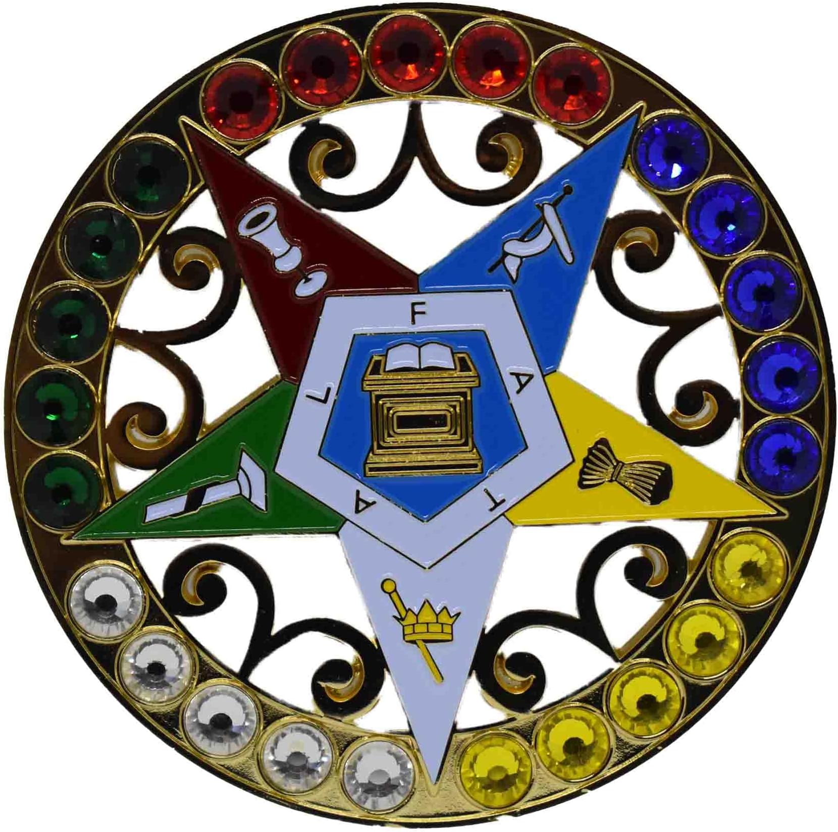 Amazon.com: Order of the Eastern Star Masonic Auto Emblem - [White ...