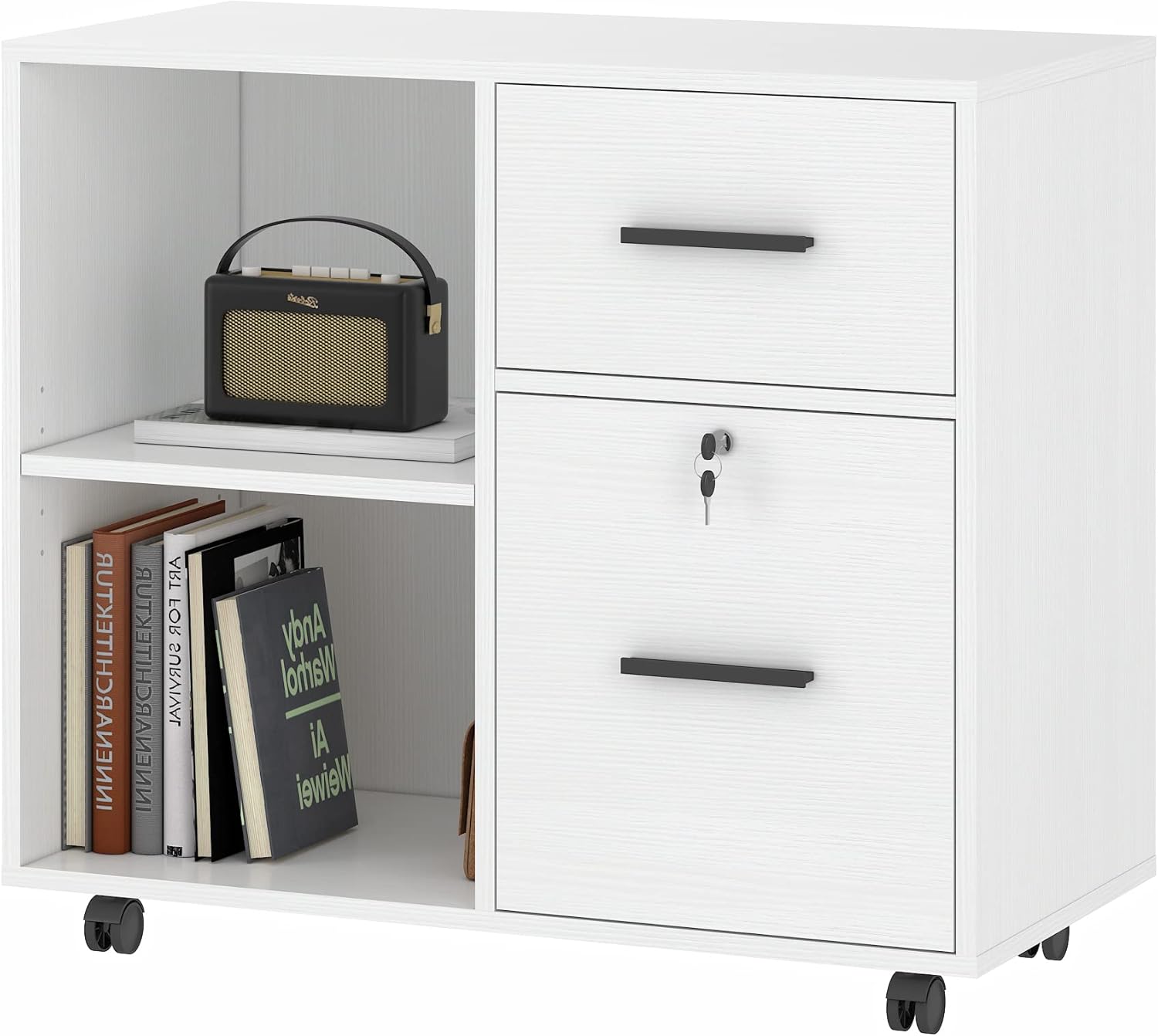 Amazon.com: WAHEY File Cabinet, 2 Drawer Mobile Lateral Filing Cabinet ...