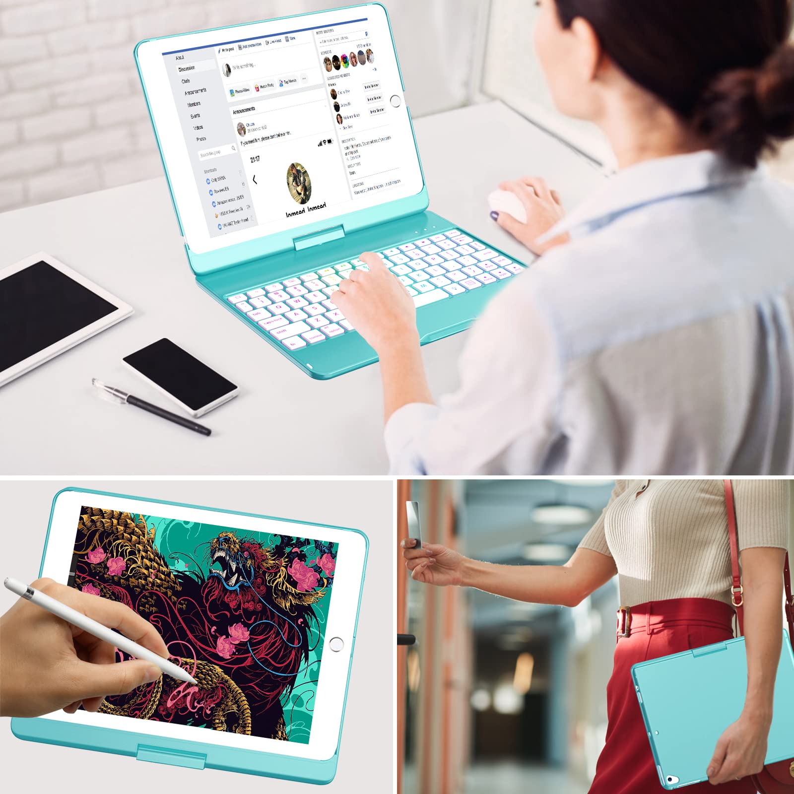 MMK Keyboard Case Compatible for iPad 9.7 Inch 2018 6th Gen, Detachable ...