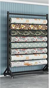 Movable Commercial Fabric Roll Storage Rack with Adjustable Hanging Rod ...
