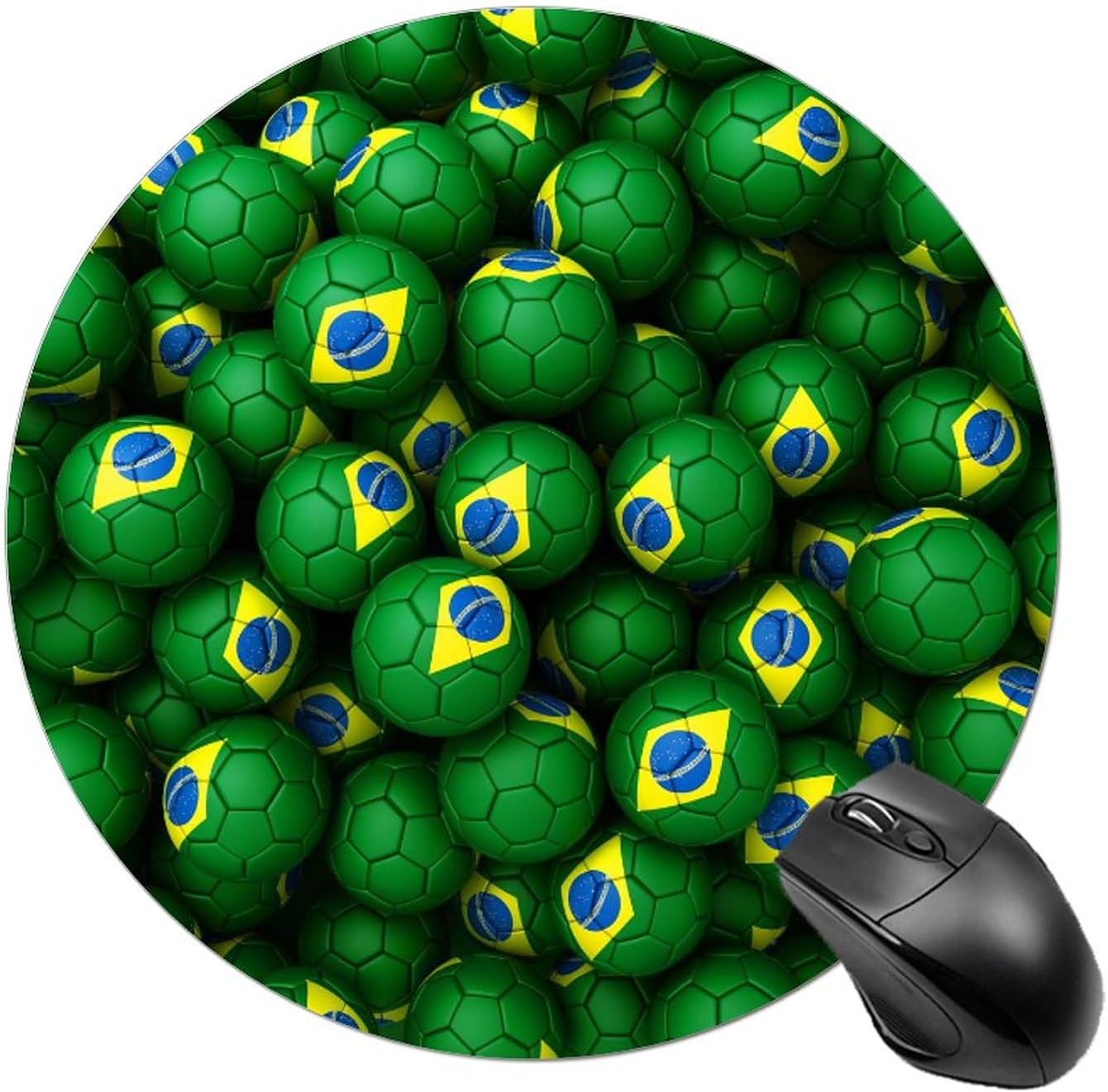 Amazon.com: Brazil Flag Soccer Football Mouse Pad Round Mouse Mat Non ...