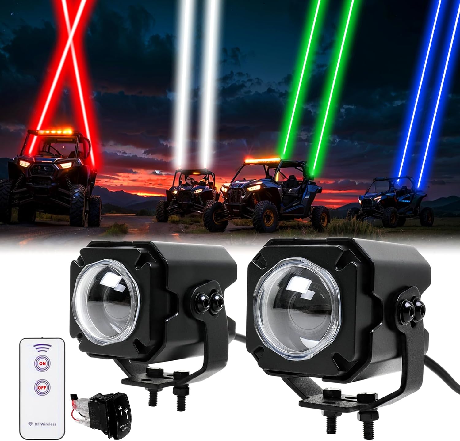 Amazon.com: 2PCS Whip Lights,Spot Beam Pod Lights Whipless Whip Light ...