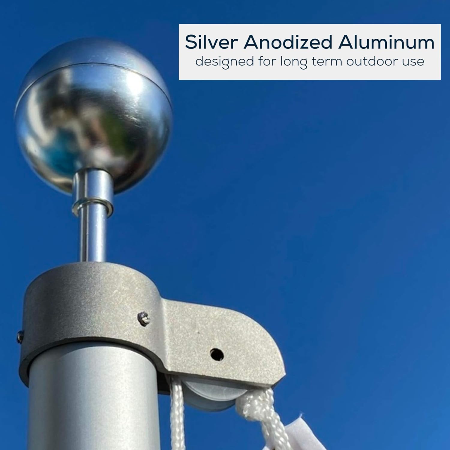 Buy Flag Pole Topper, Silver Flag Topper, Weatherproof, Anodized ...