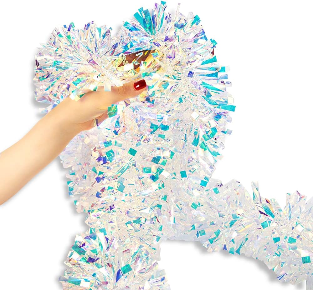 Amazon.com: Aurorava Jumbo Tinsel Garland - 40 Feet by 4.5 Inches ...