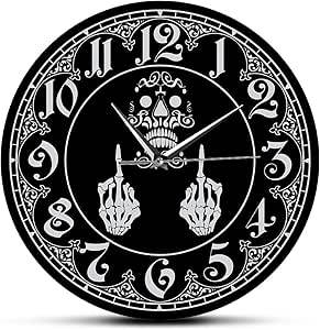 Skeleton Middle Finger Scary Wall Clock Funny Vulgar Offensive Rude ...