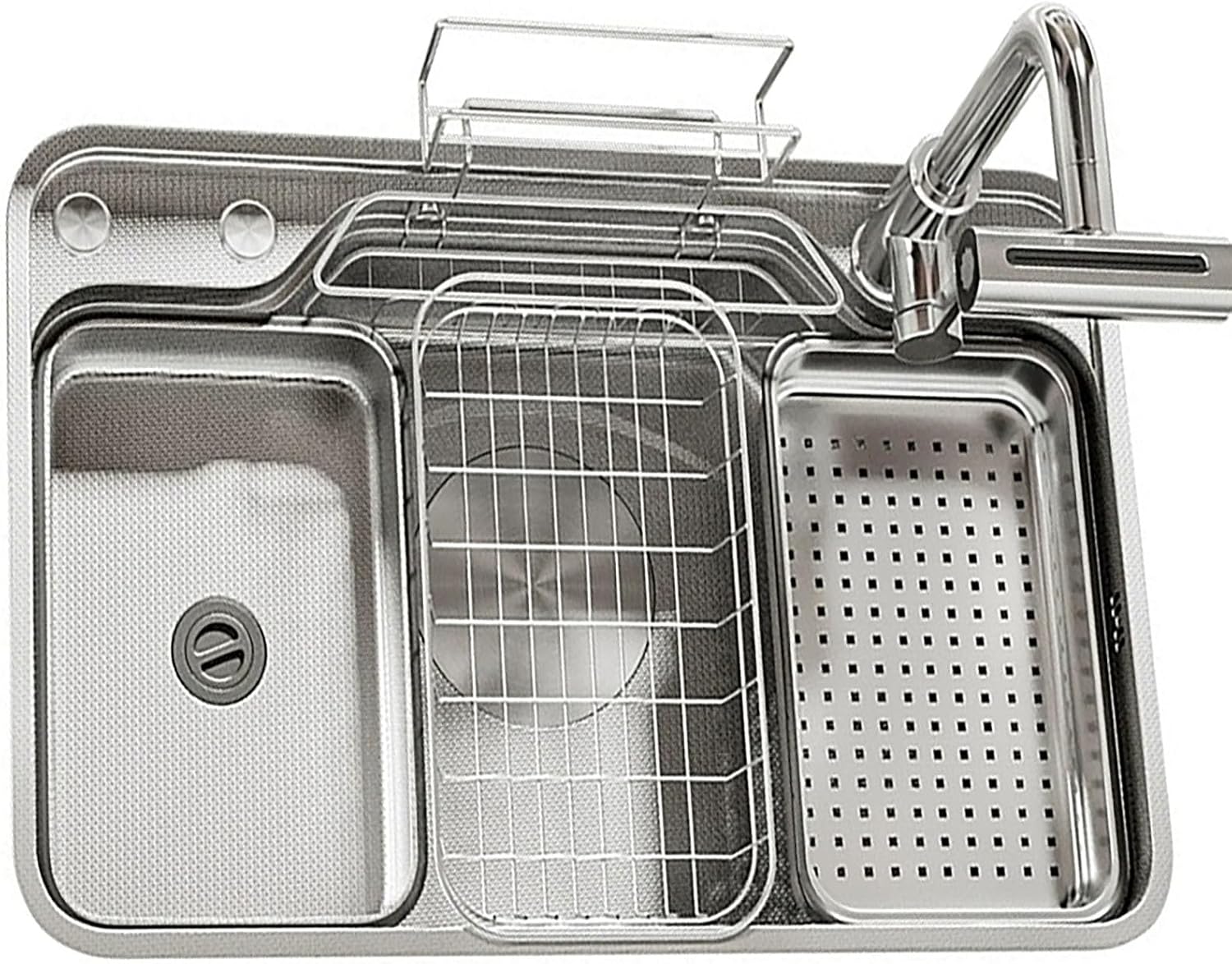 Undercounter Kitchen Sink, Single Sink in Relief Grain Rice 304 ...