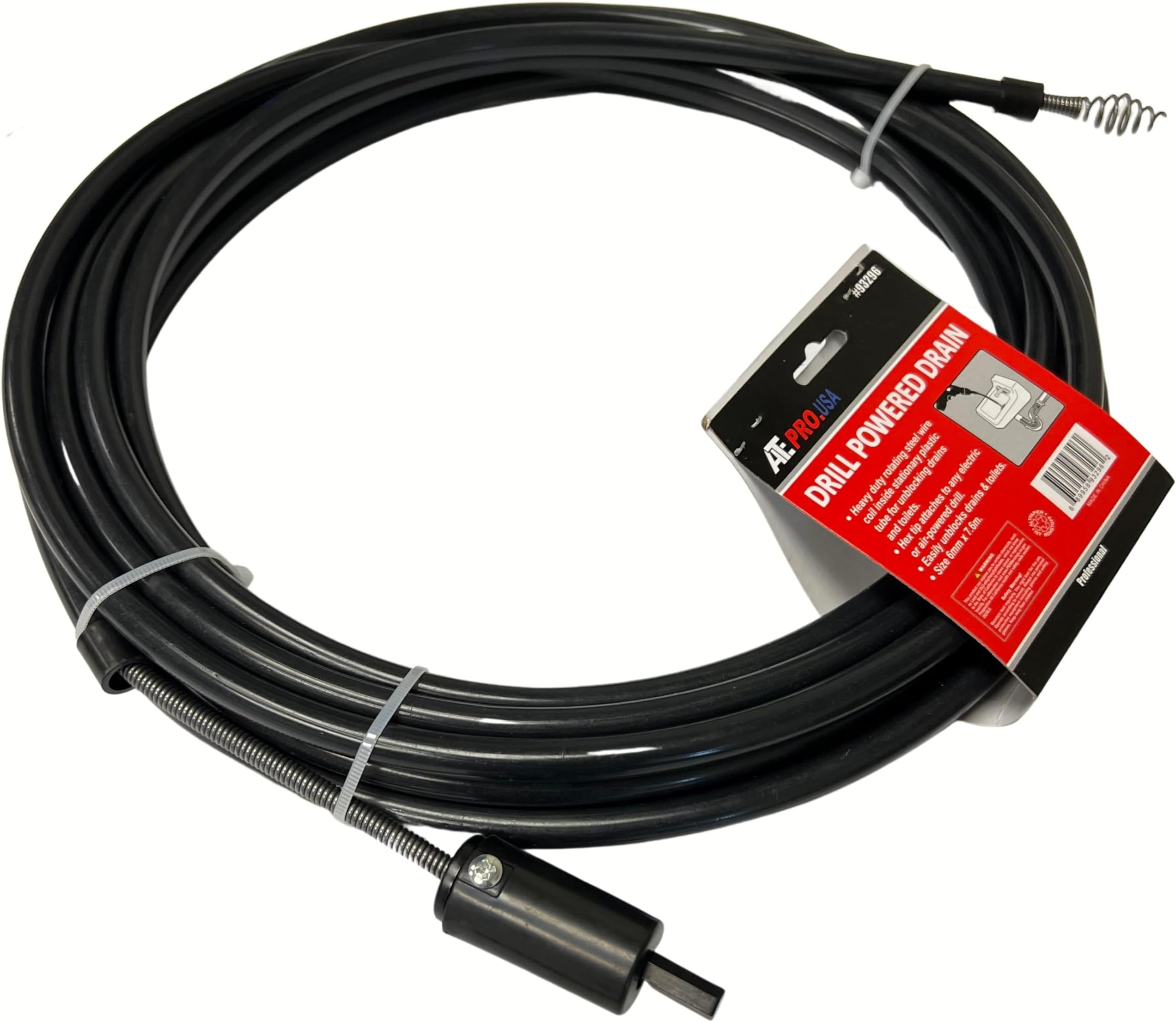 10mm Heavy-Duty Drain Auger Snake Cable with Drill Adapter - Flexible ...