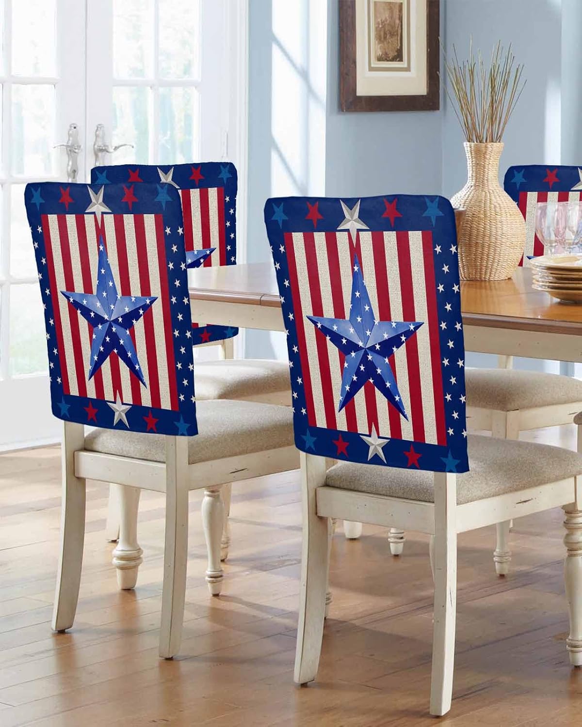 Amazon.com: MUSEDAY Independence Day Pentagram Dining Chair Covers Set ...