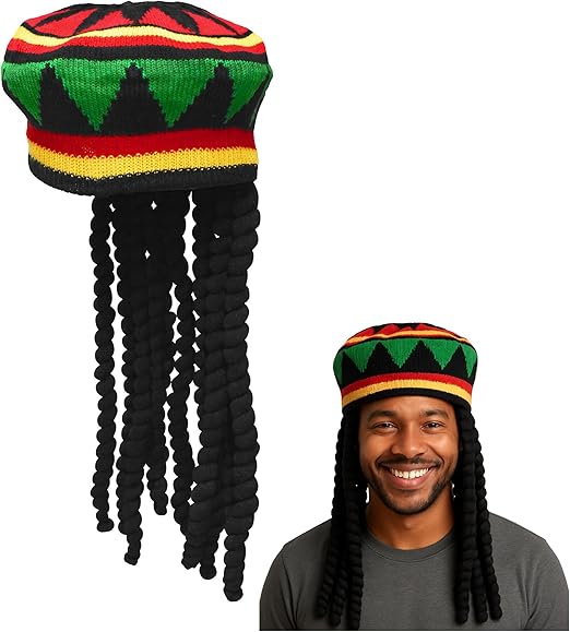 Amazon.com: Nicky Bigs Novelties Rasta Hat with Fake Dreads – Adult ...