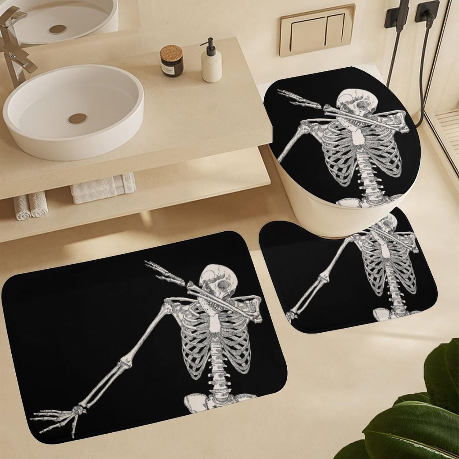 Amazon.com: DamTma Funny Skeleton Dancing Bathroom Rugs Set 3 PCS ...