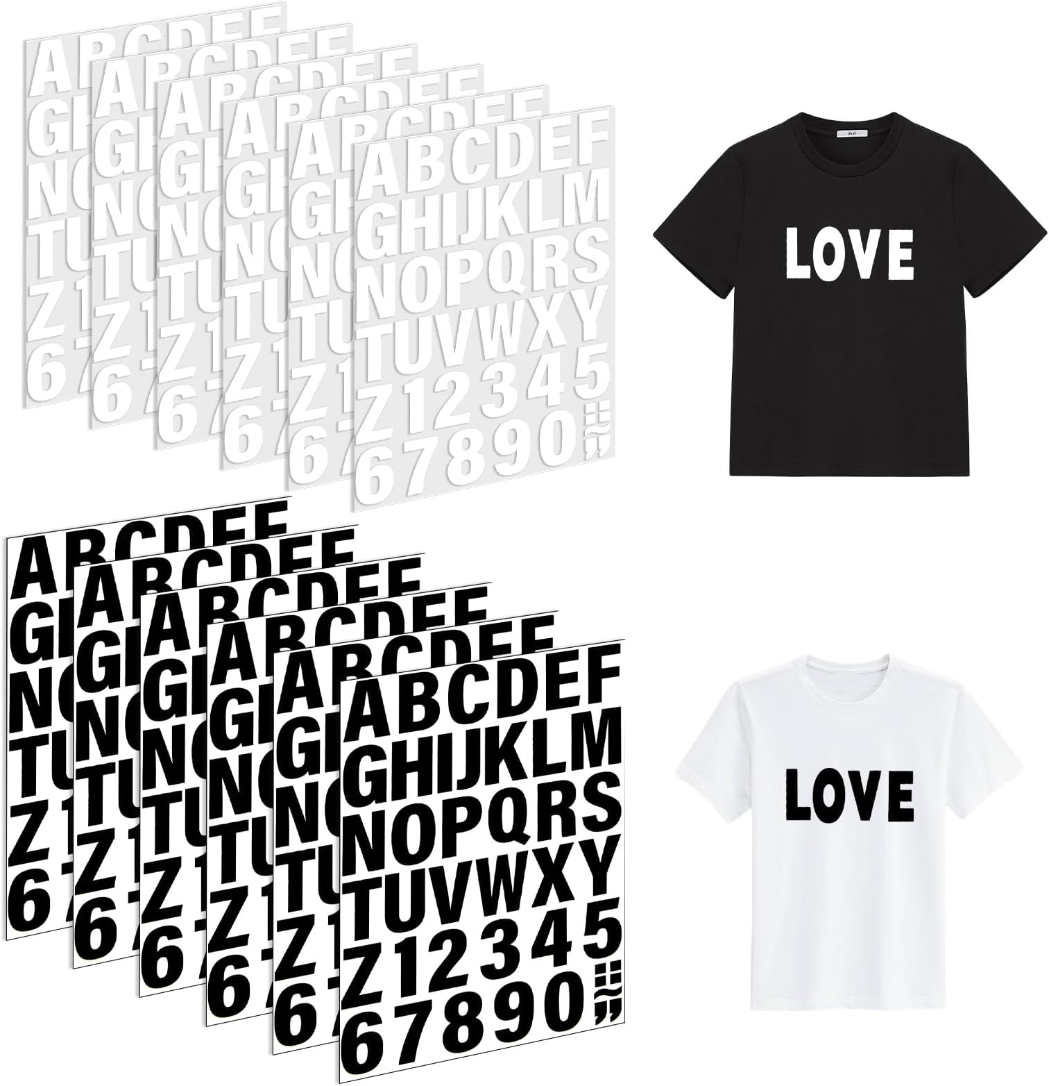 Amazon.com: Jongdari Iron On Letters, 12 Sheets 528 Pcs Vinyl Letters 2 ...