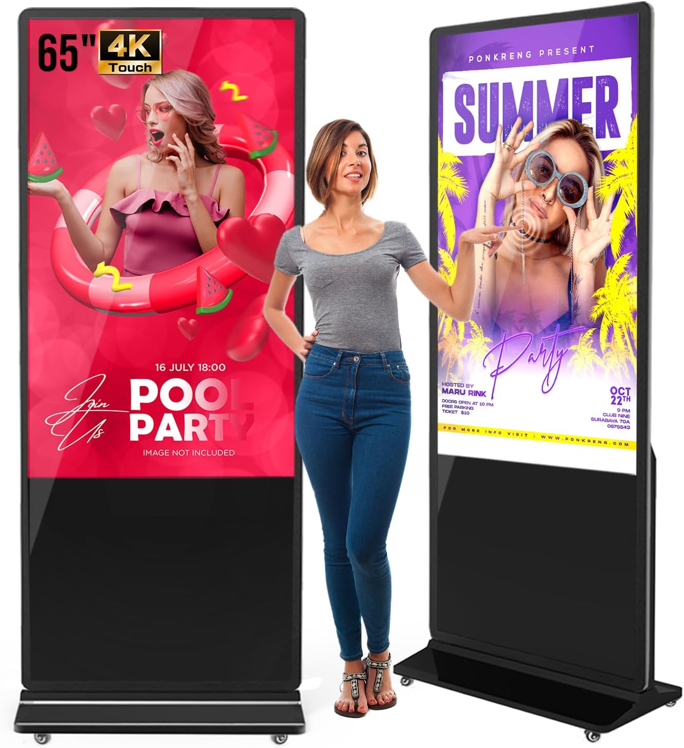 Amazon.com: QIXZOCV 65 Inch 4K Touchscreen Kiosk, Indoor Floor Standing ...