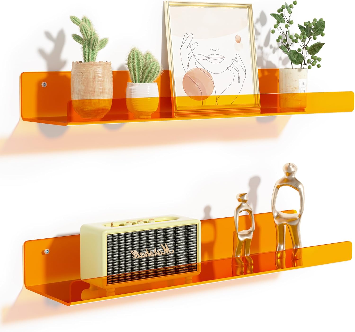 Amazon.com: upsimples 2 Pack Acrylic Shelves for Wall Storage, 15 ...