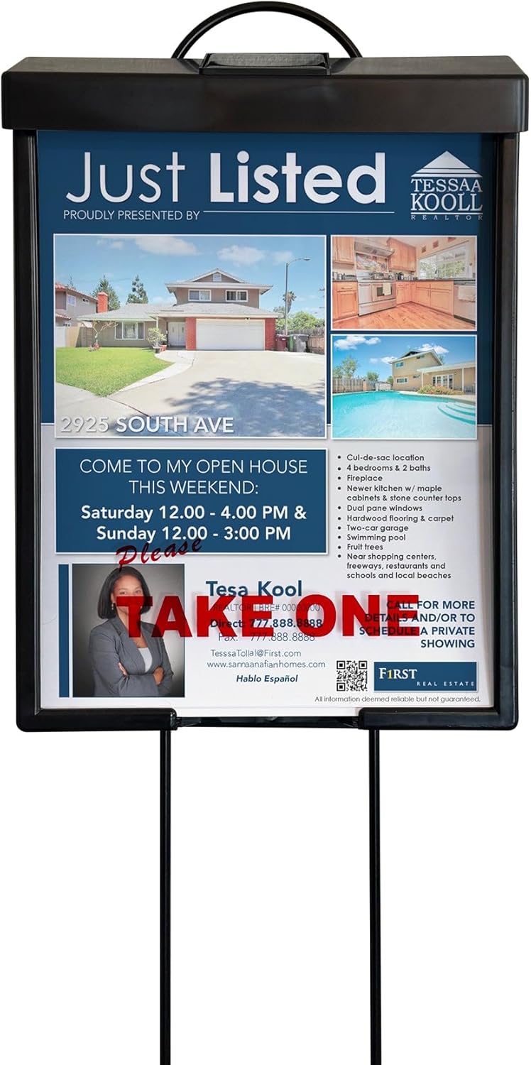 Amazon.com: Outdoor Real Estate Brochure Box with Solar Lighted Snap ...
