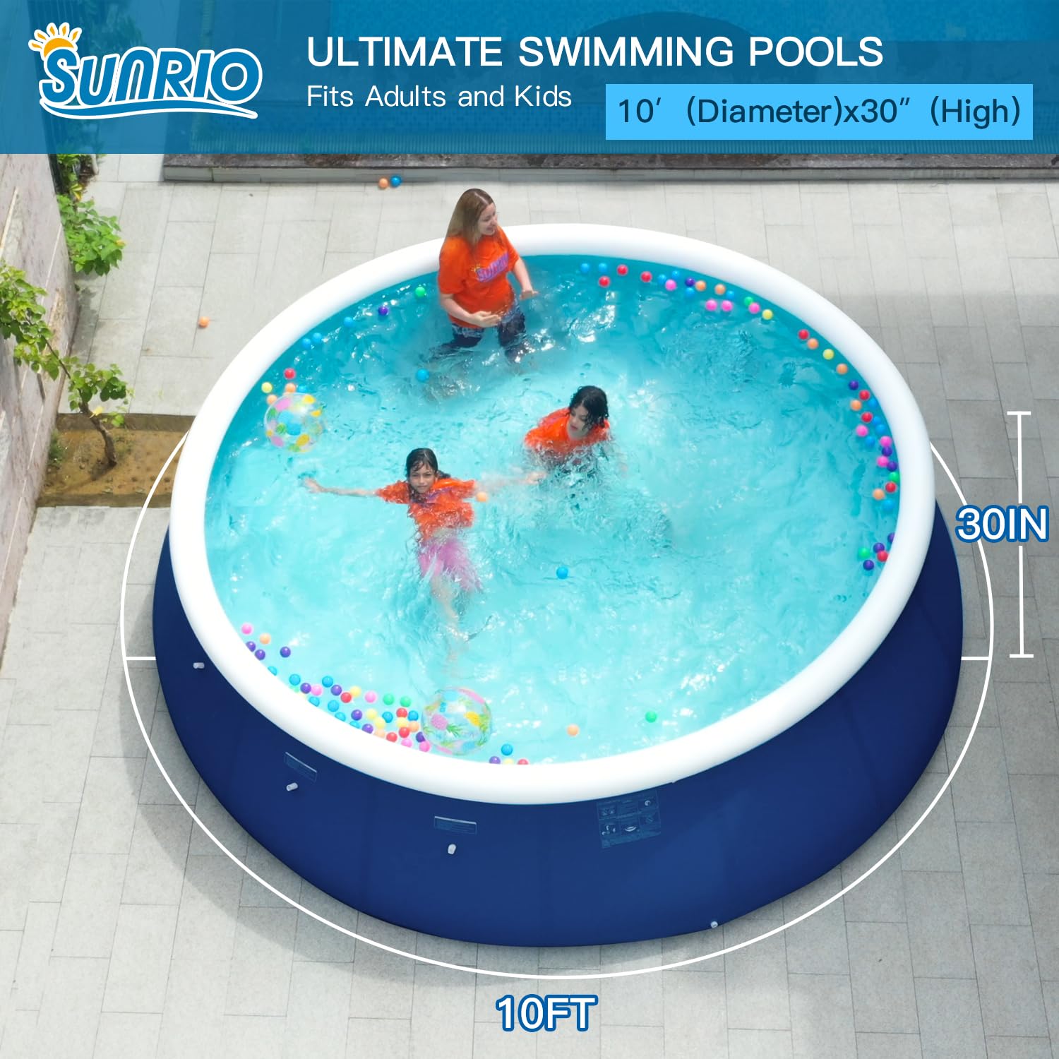 Snapklik.com : 10ft X 30in Round Inflatable Above Ground Swimming Pool ...