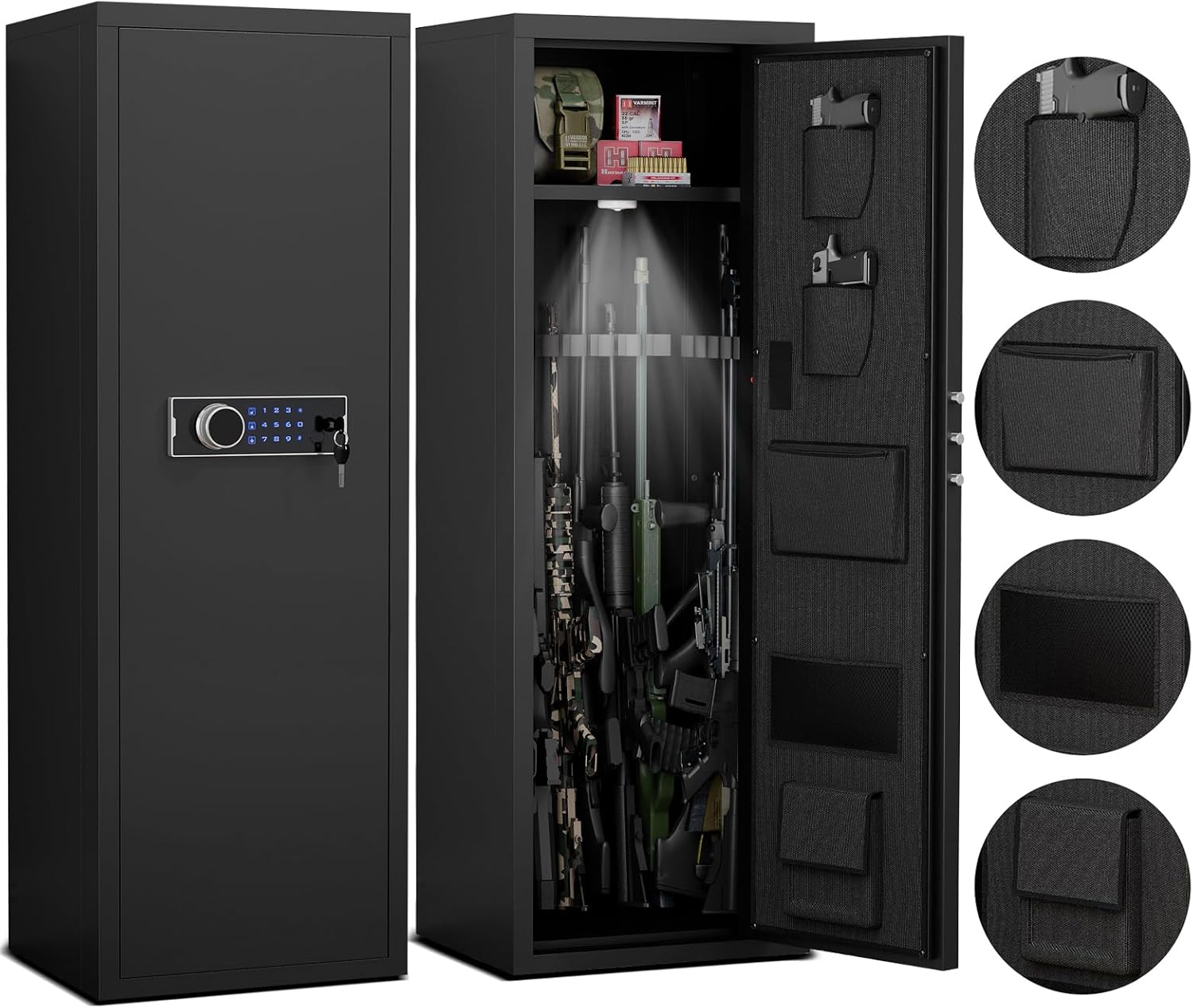 Amazon.com: Kavey Gun Safe, 6-8 Digital Gun Safes for Home Rifle and ...