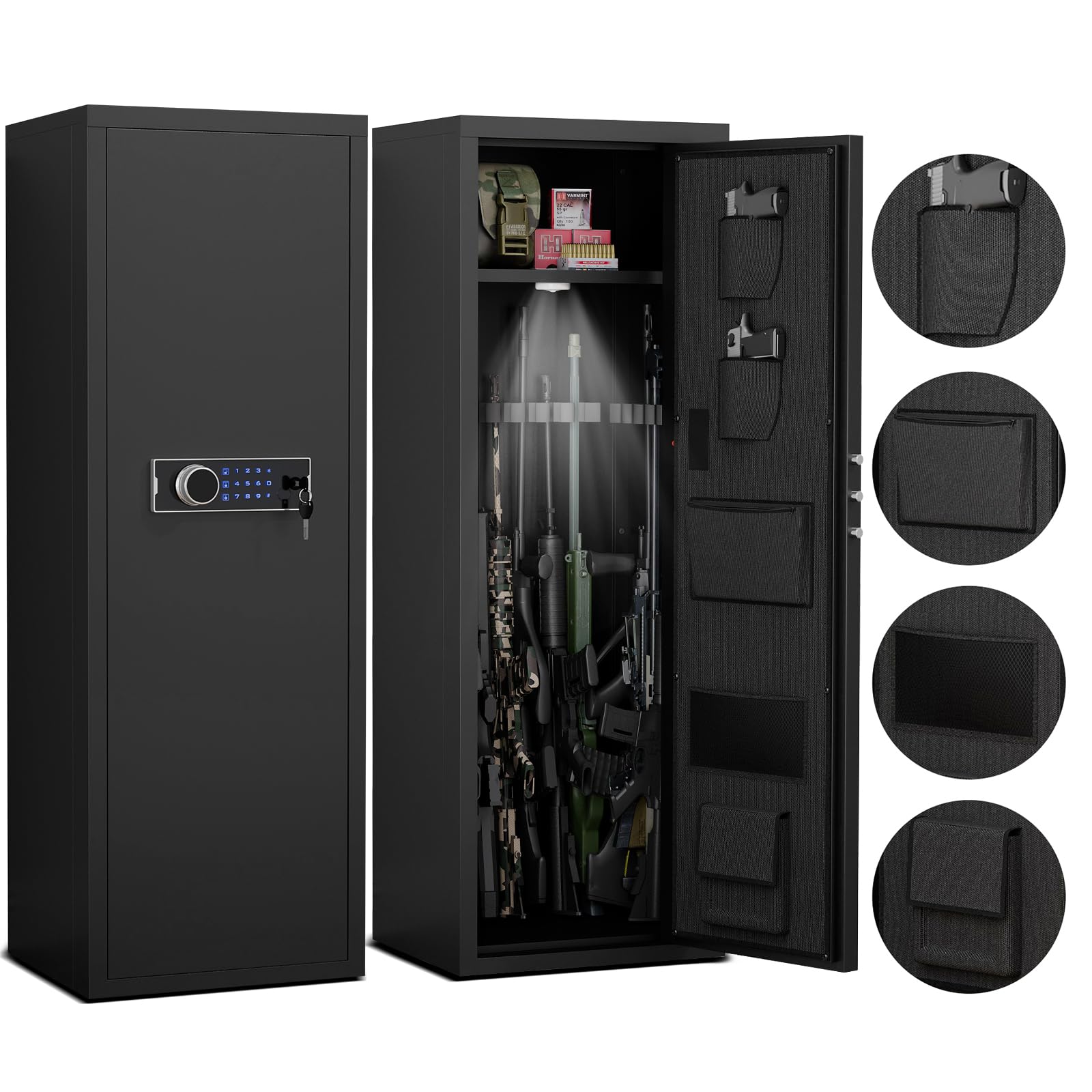 Snapklik.com : Kavey Gun Safe, 6-8 Digital Gun Safes For Home Rifle And ...