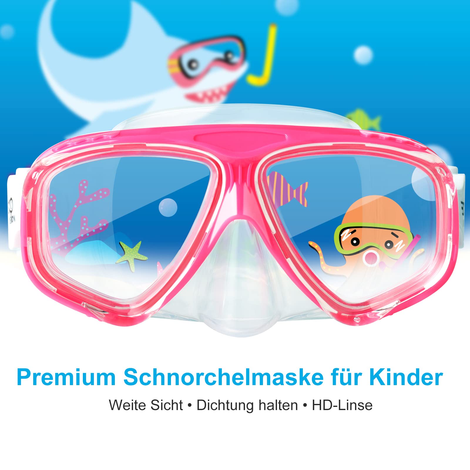 Kids Snorkeling Diving Mask, Unisex-Child 180Â°Panoramic View Anti-Fog ...