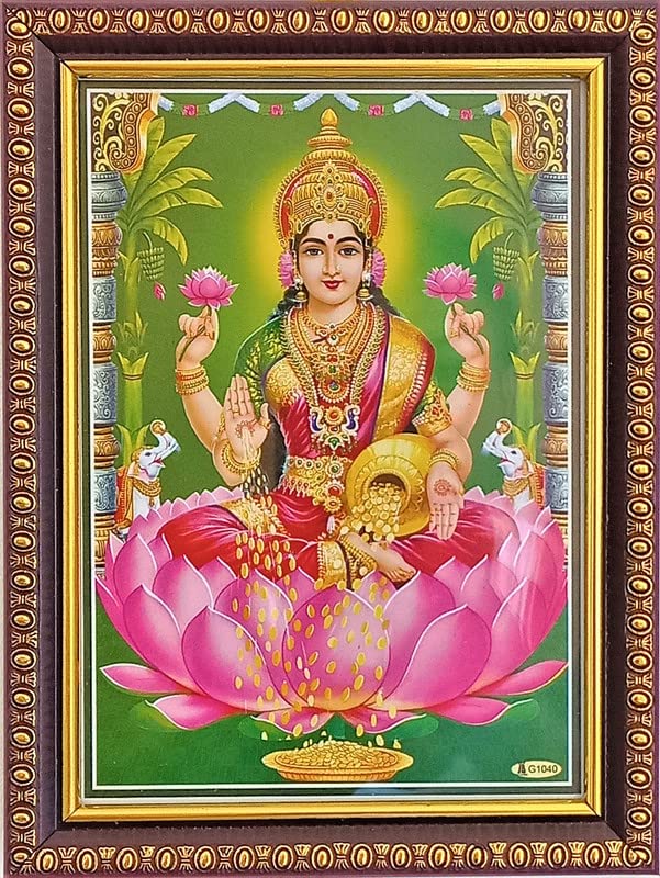 Shreya Arts Frame With Glass Wood Dhana Lakshmi/Lakshmi Poojan/Laxmi ...