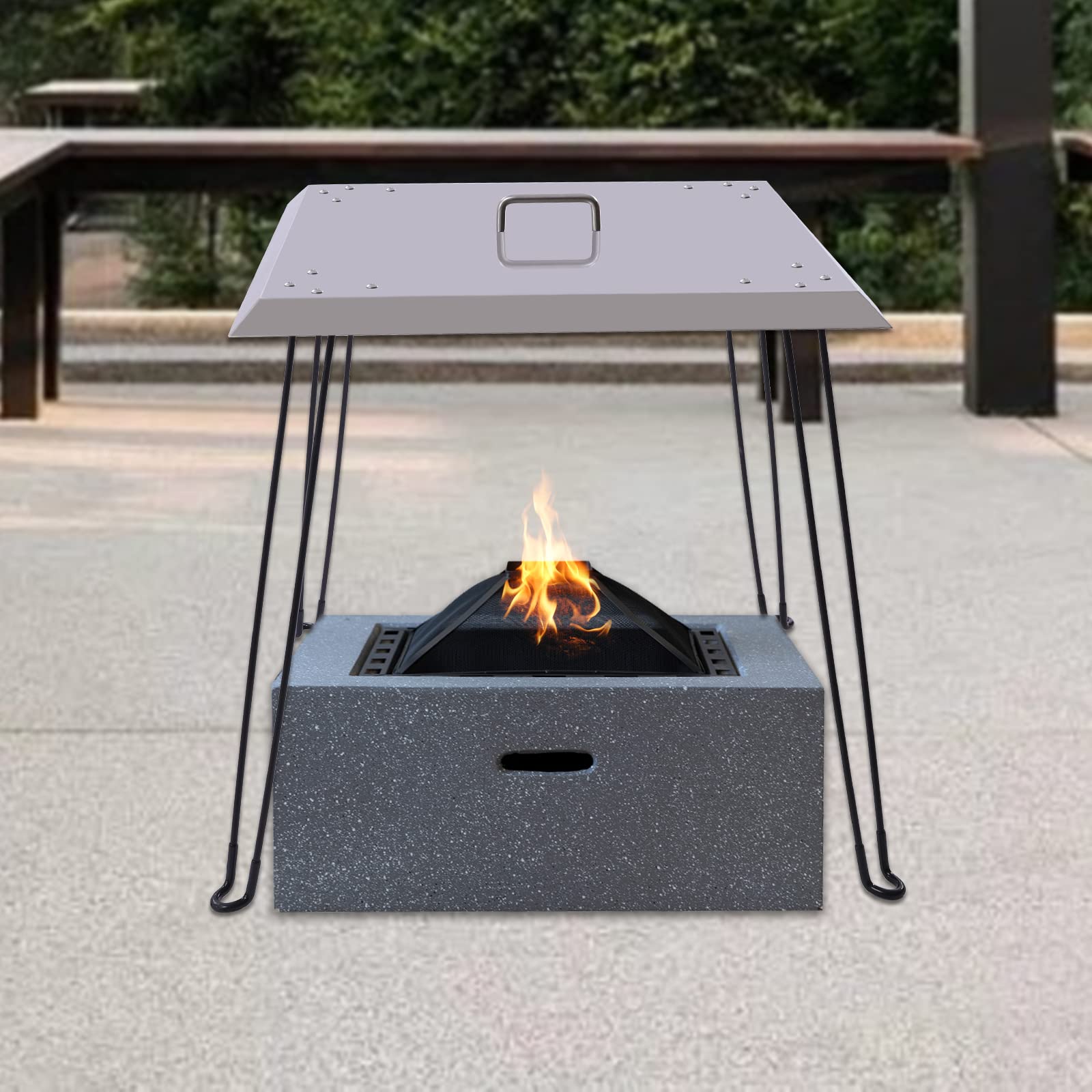 Fire Pit Burner Cover Square BBQGuys Signature 30 Inch Stainless Steel