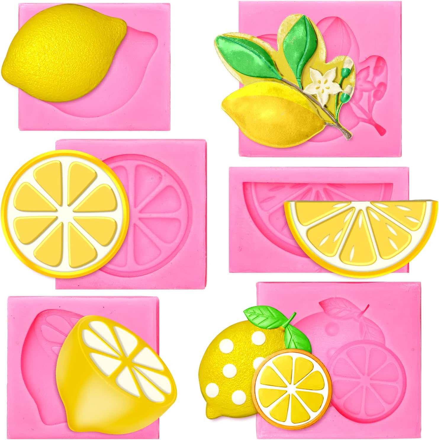 Amazon.com: Lemon Fondant Silicone Molds, Lemon Piece Leaf Fruit ...