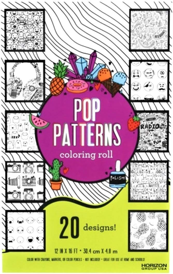 Amazon.com: Pop Patterns Coloring Art Roll 12 inches x 16 feet ...