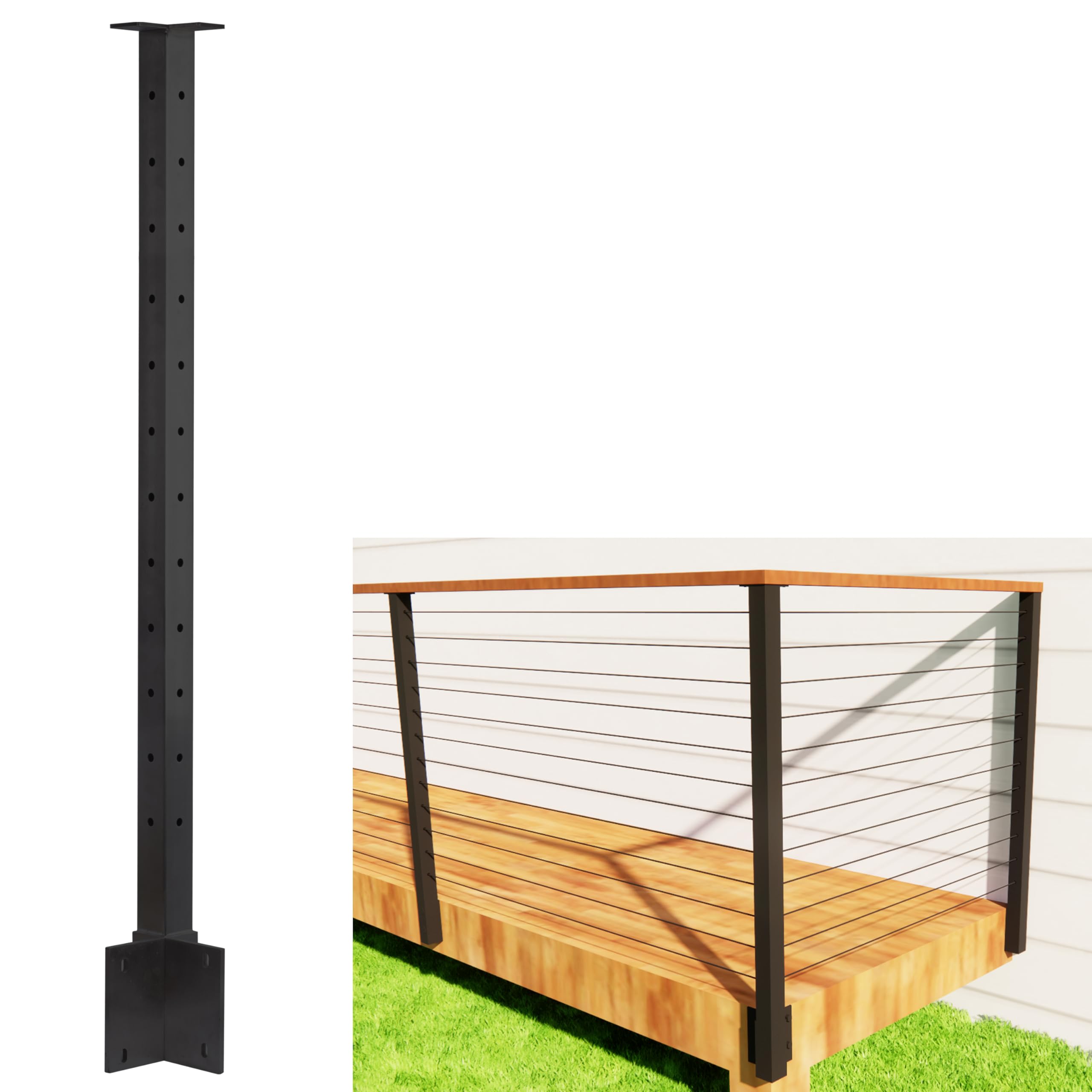 Snapklik.com : Senmit Cable Railing Corner Post Fascia Mount-Stainless ...
