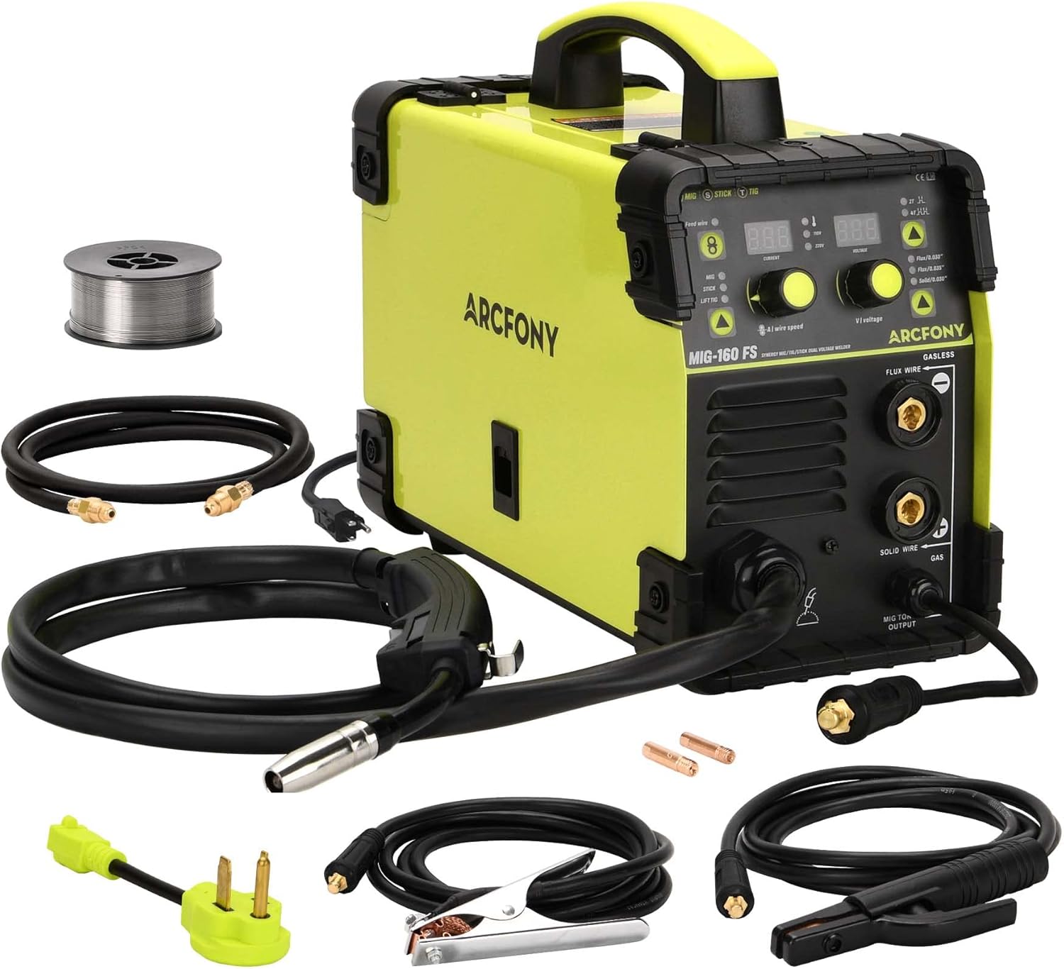 ARCFONY Mig Stick Tig 3 In 1 Gas/Gasless Flux/Soild MIG Welding Machine ...