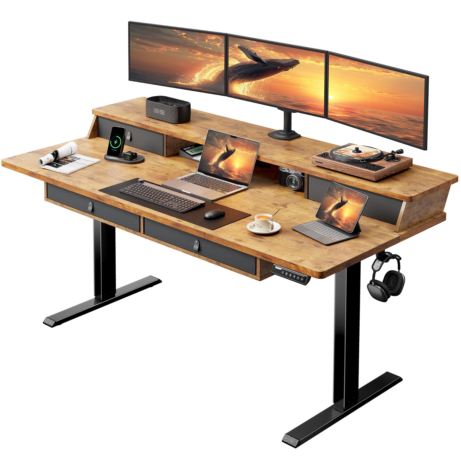Amazon.com: ErGear Standing Desk with Drawers, 63 x 30 Inches Height ...
