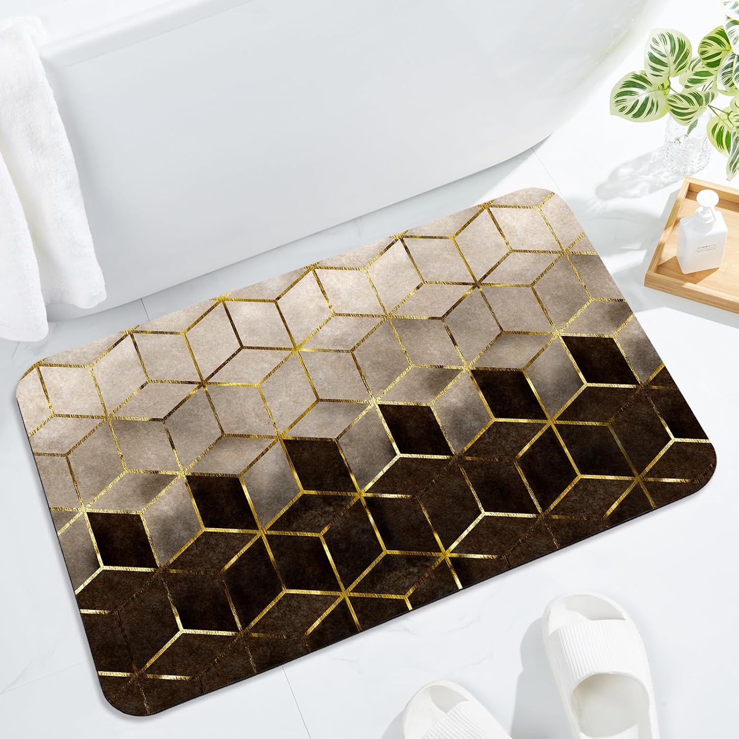 Amazon.com: Gibelle Bath Mat Rug Super Absorbent Quick Dry Thin ...