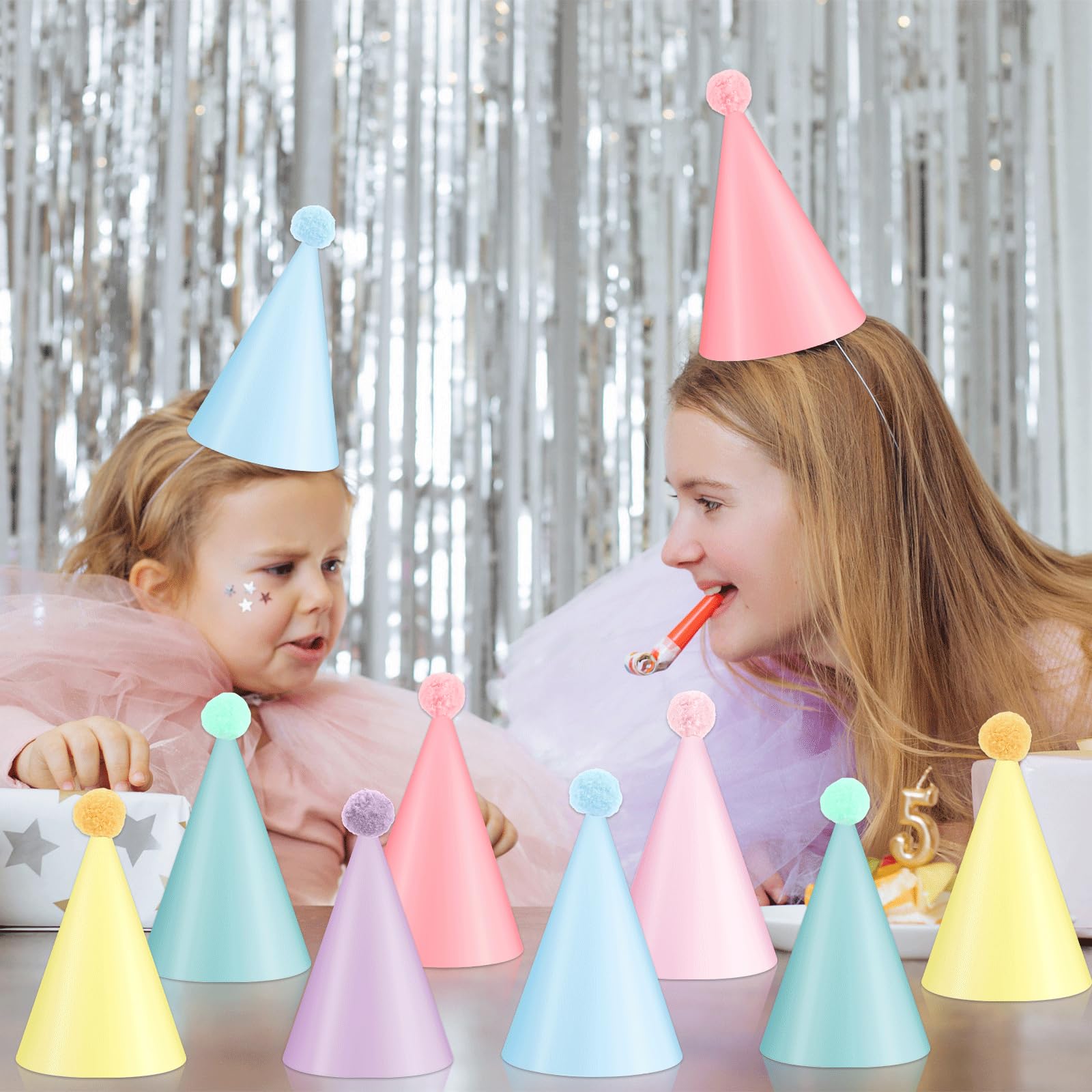 Snapklik.com : 24 PCS Rainbow Party Hats Pastel Rainbow Themed Paper ...