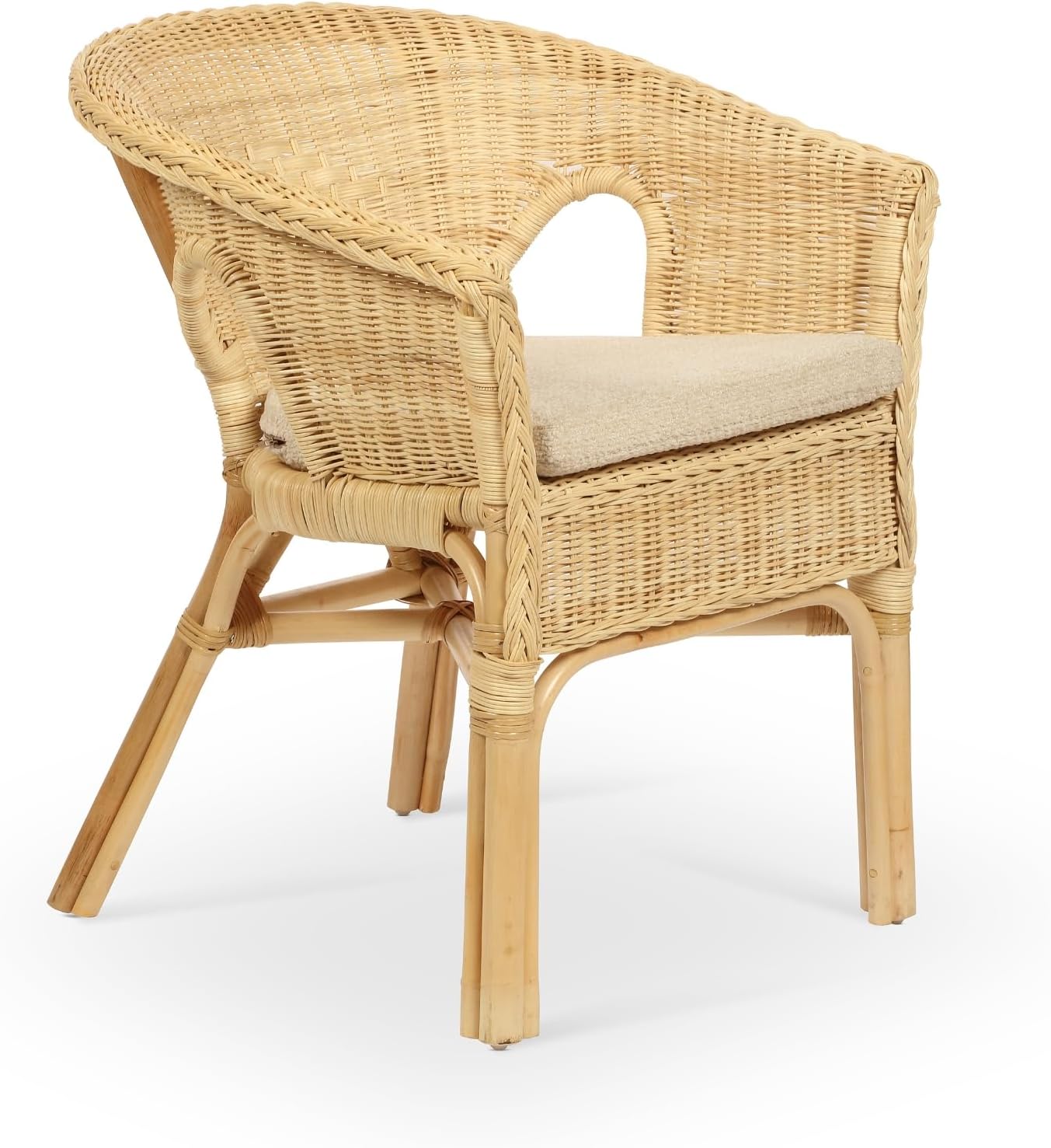 Desser Indoor Small Adults Wicker Loom Chair in Natural with Cloud ...