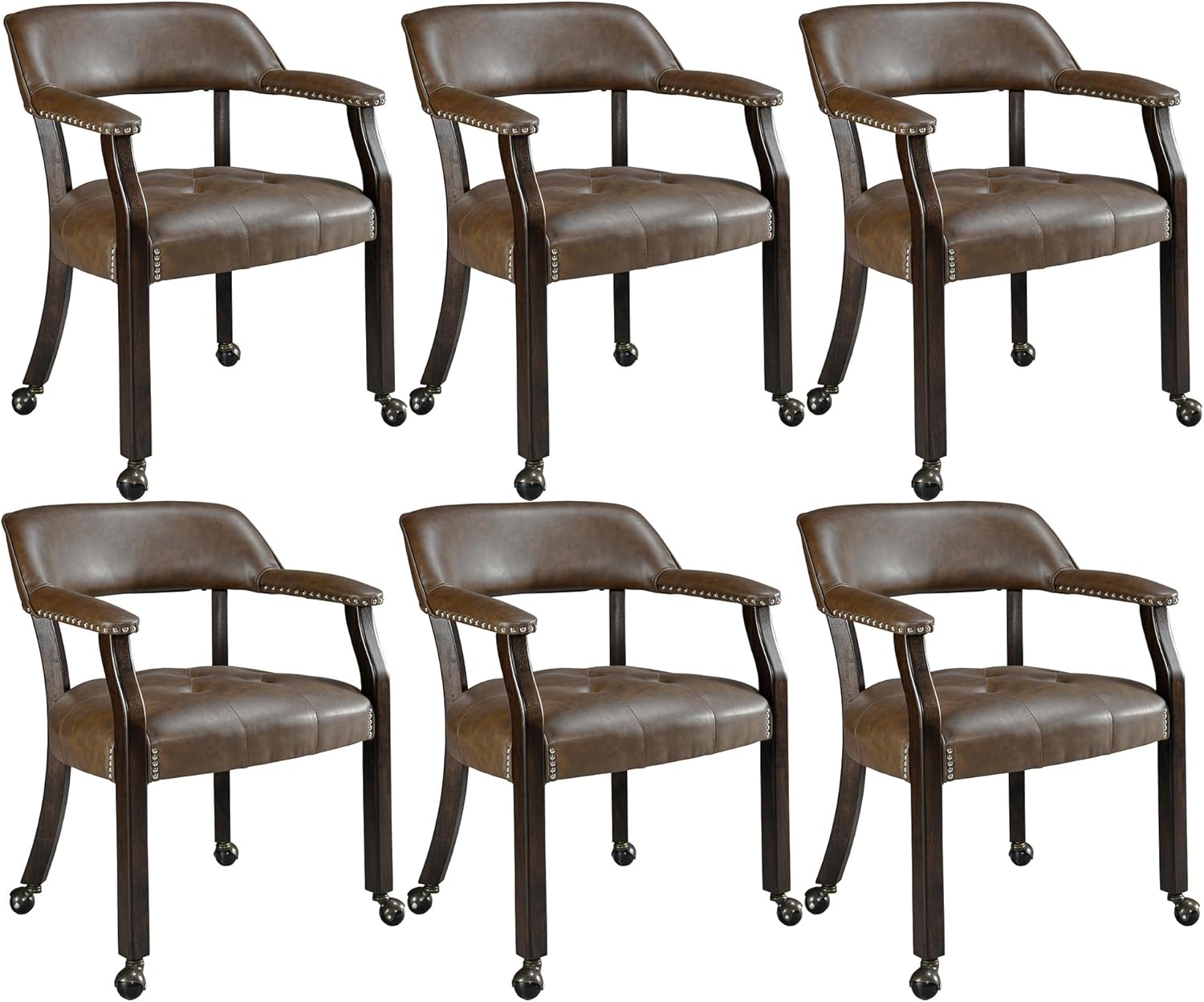 Amazon.com: LEEMTORIG Set of 6 Large Dining Chairs with Casters and ...