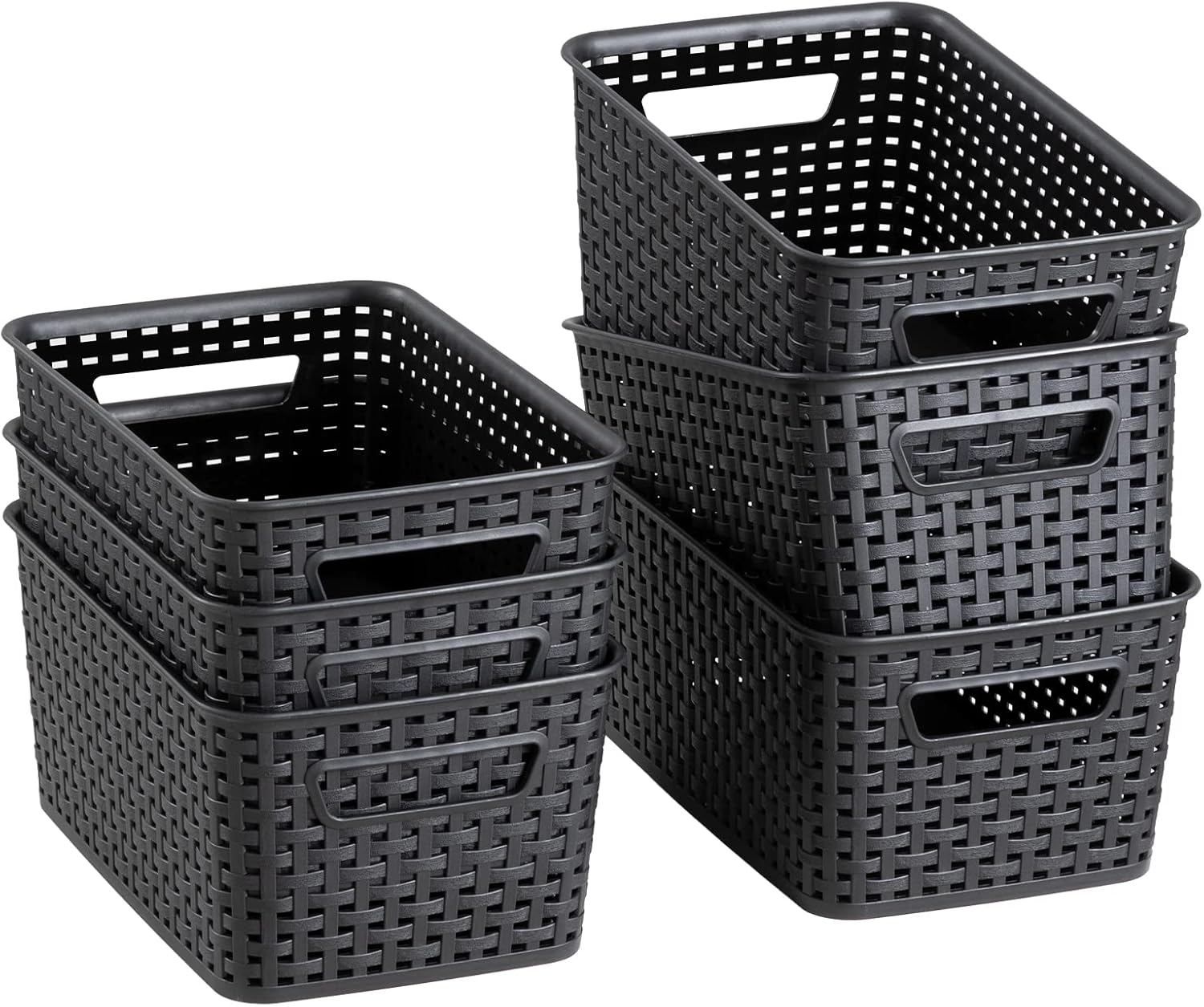 Amazon.com: FODISU Plastic Storage Baskets Set of 6 Small Pantry ...