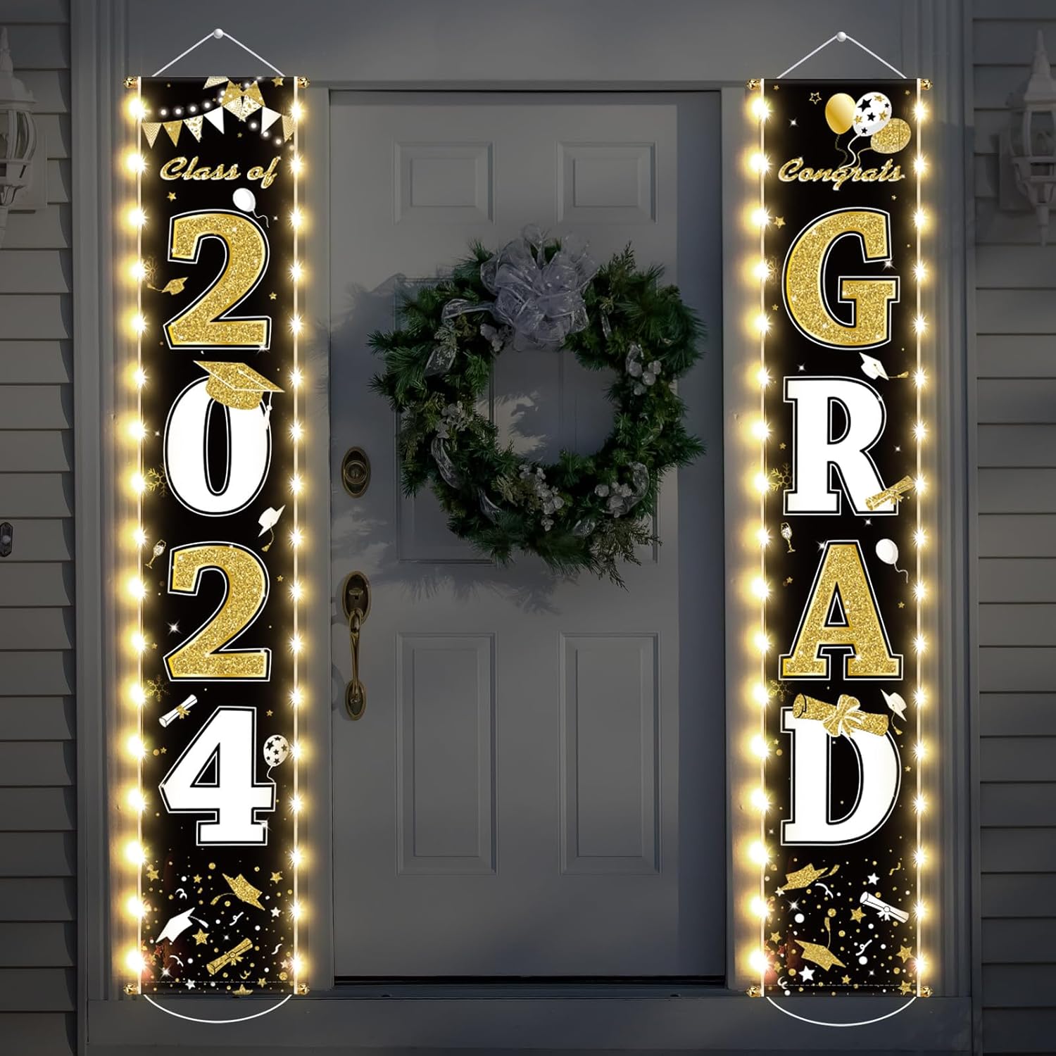 Amazon.com: WinnerWhy 2024 Congrats Grad Banners with LED Graduation ...