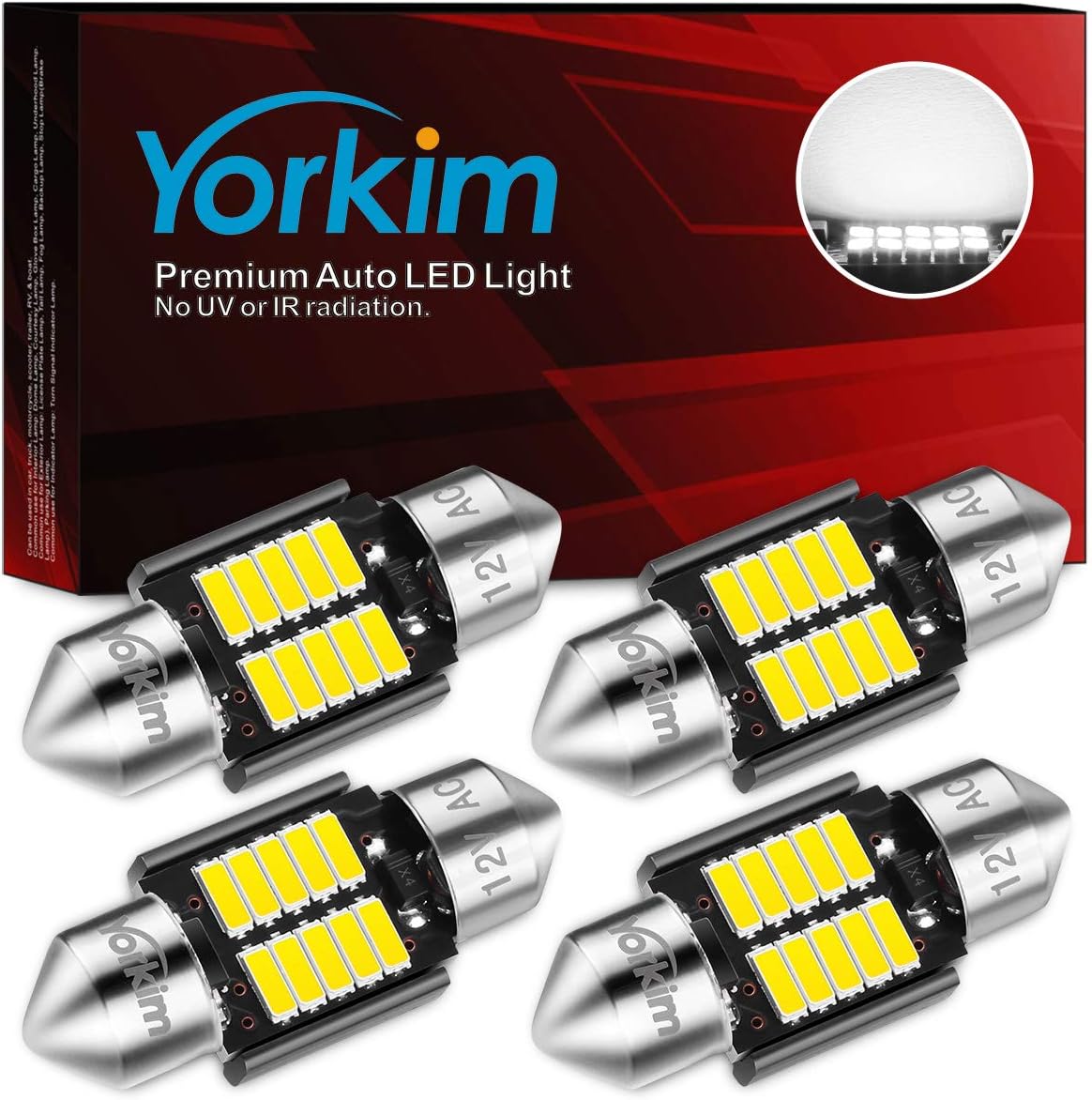 Amazon.com: Yorkim DE3022 LED Bulb 31mm Festoon LED Bulb White Super ...