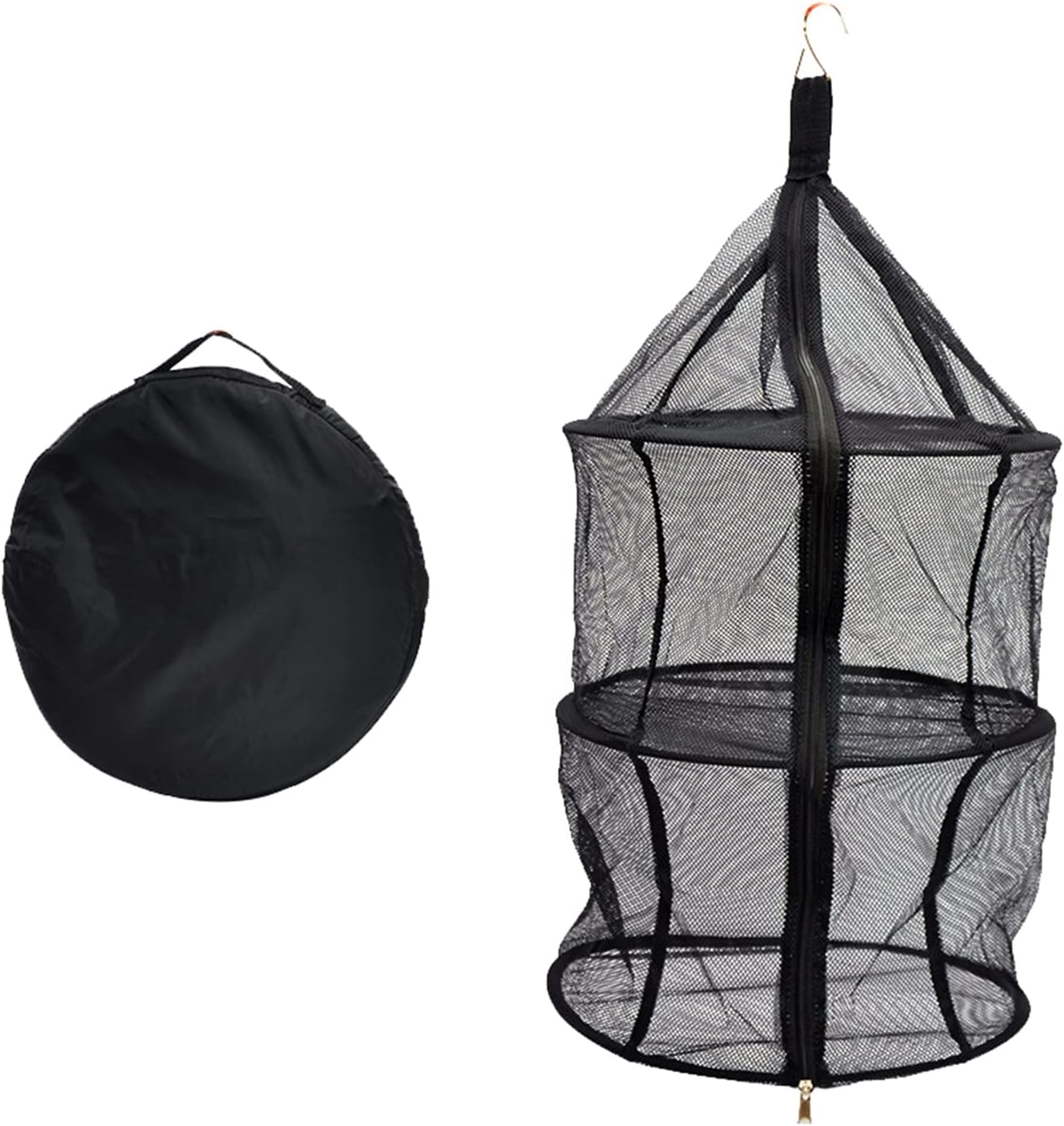 Amazon.co.jp: Fkstyle【3段大容量・フルオープンファスナー】吊り下げ式 折りたたみ乾燥ネット 円筒型 万能干し網 高耐久ポリエステルメッシュ 軽量260g コンパクト収納 ...