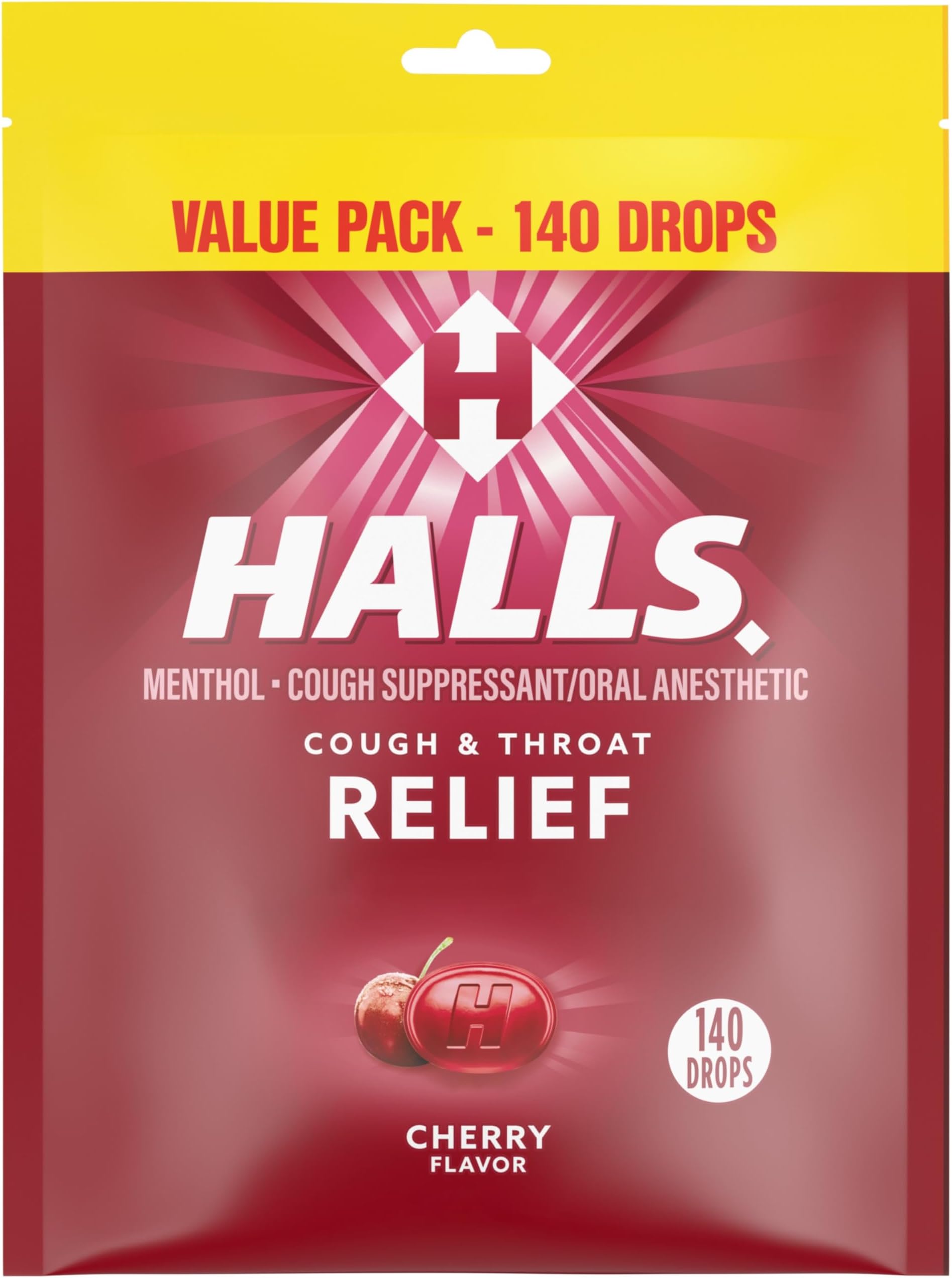 Amazon.com: HALLS Relief Strawberry Cough Drops, Economy Pack, 80 Drops ...
