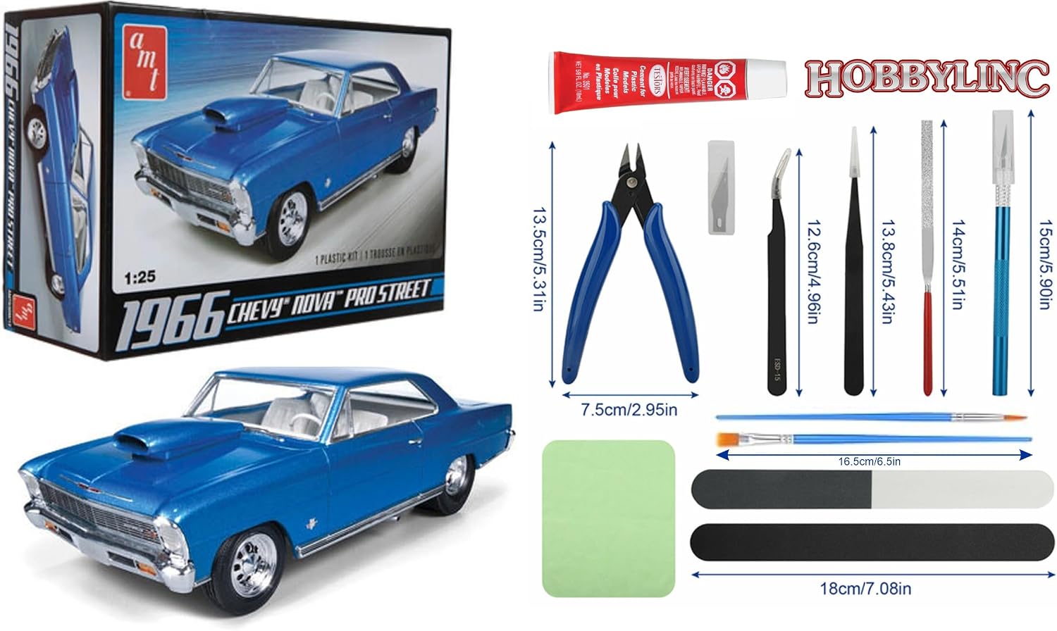 Amazon.com: Hobbylinc.com amt636 1966 Chevy Nova Pro Street + hlckit01 ...